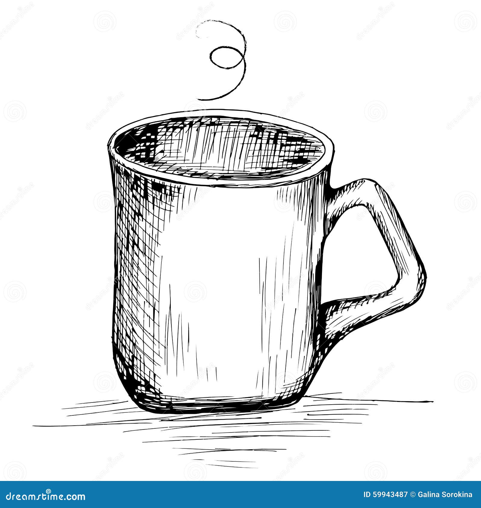 Hand Drawn Cup of Coffee or Tea Stock Vector - Illustration of ...