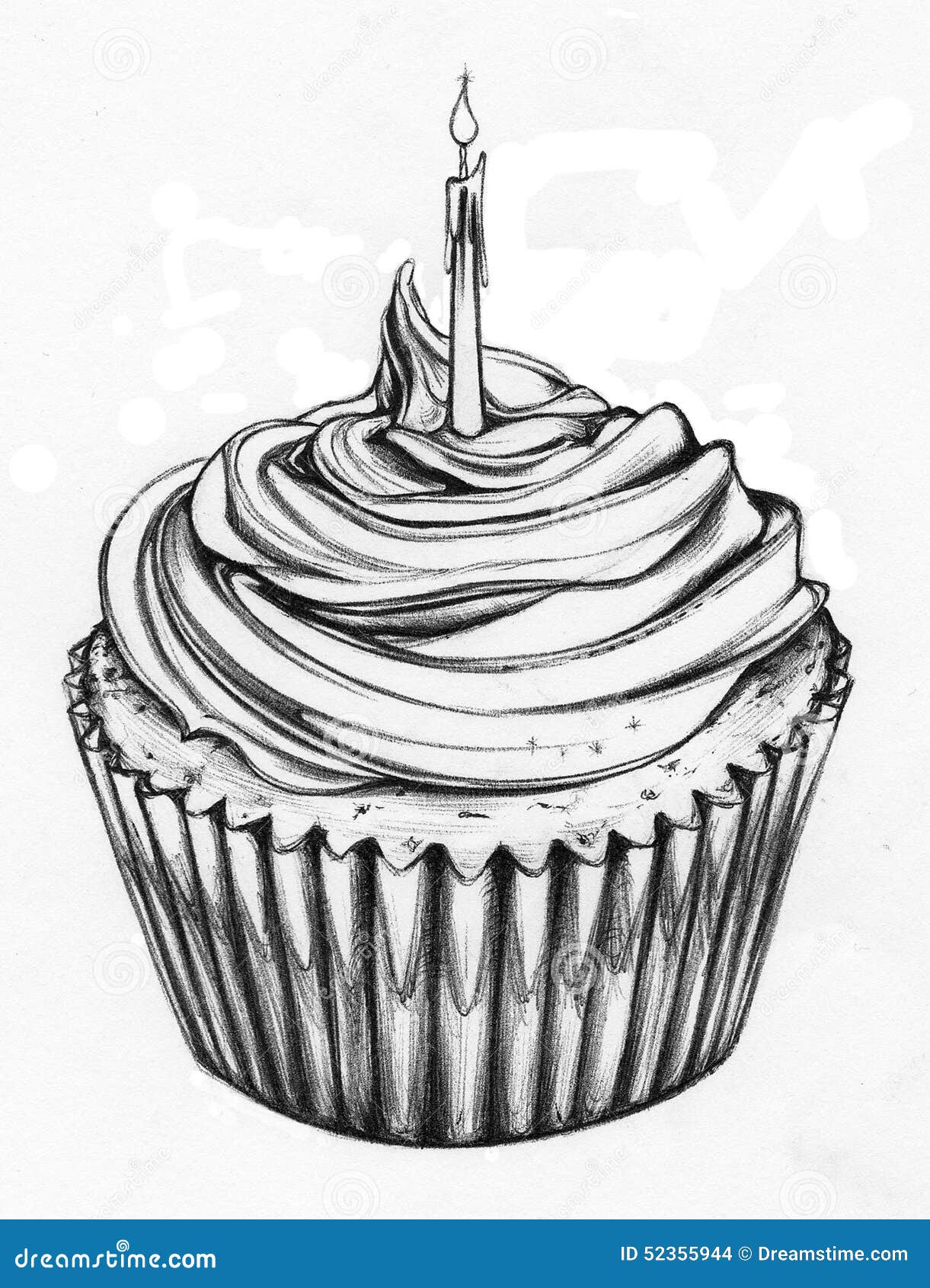 Hand Drawn Cupcake stock illustration. Illustration of hand - 52355944