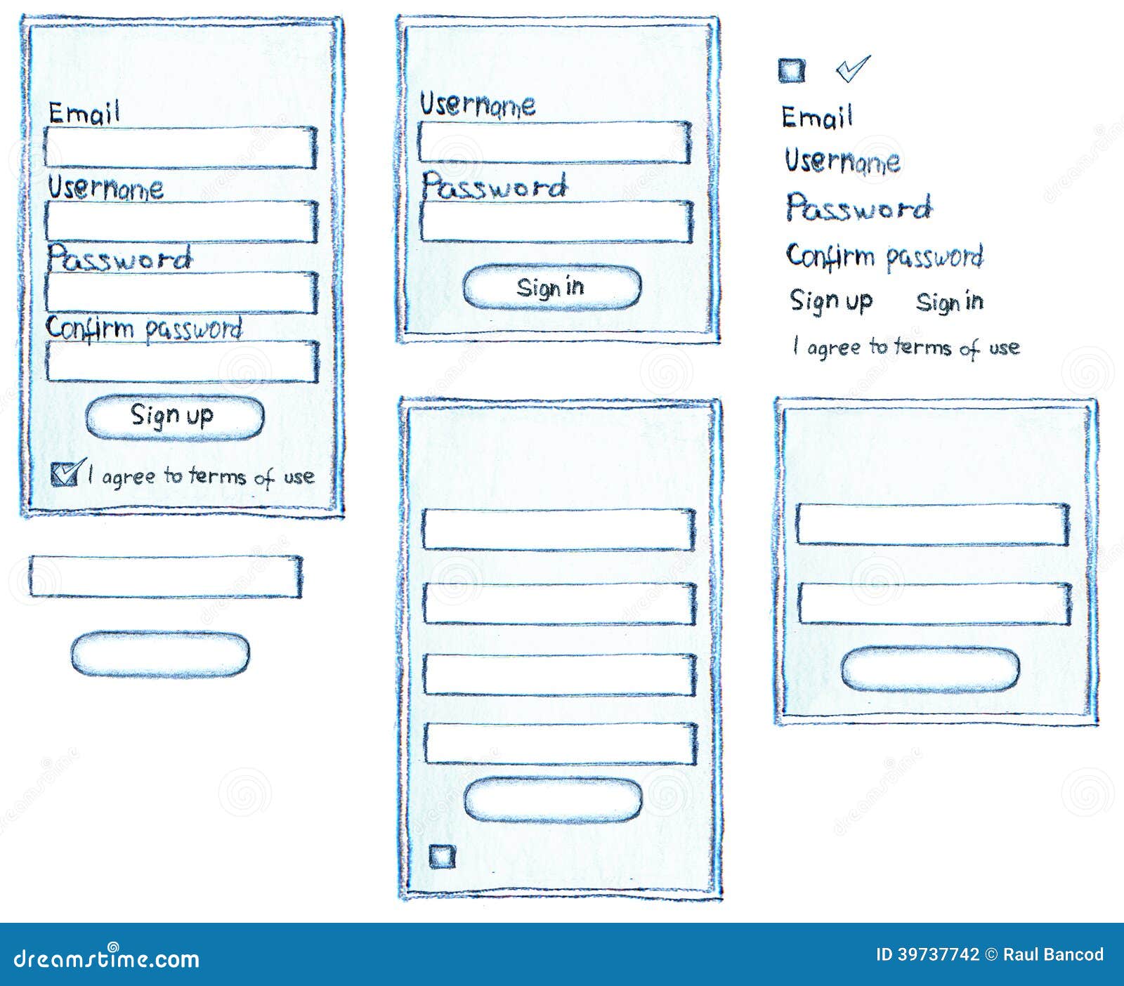 Hand-drawn Customer Member Login Sign Up Form Stock Illustration ...