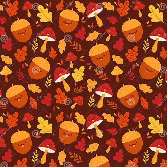 Hand Drawn Cute Autumn Pattern Vector Design Stock Vector ...