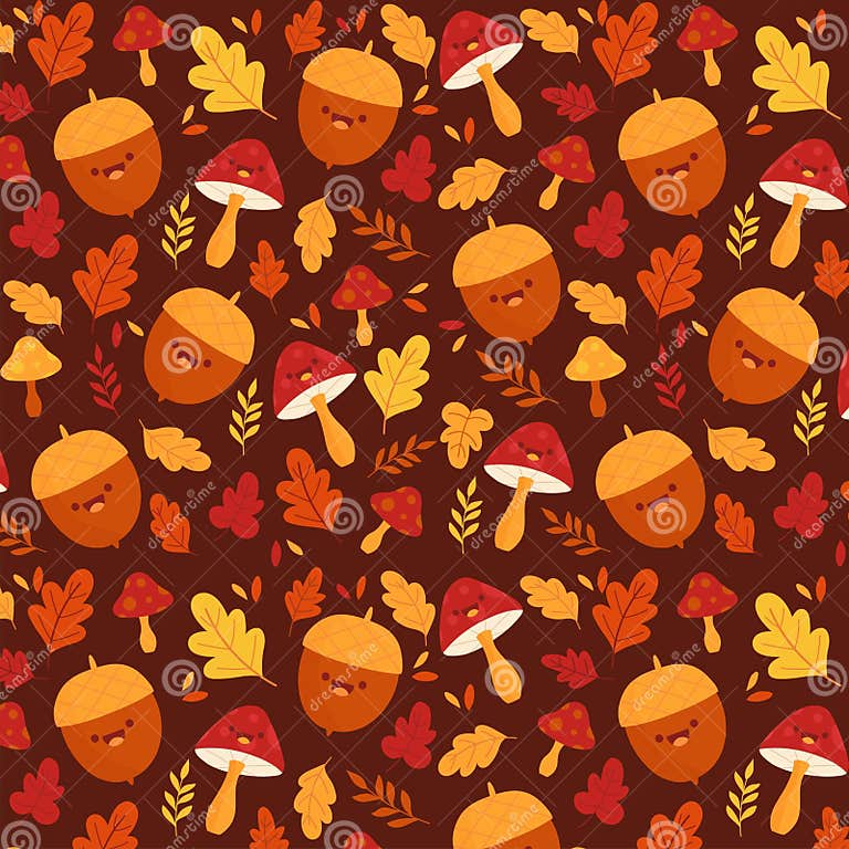 Hand Drawn Cute Autumn Pattern Vector Design Stock Vector ...