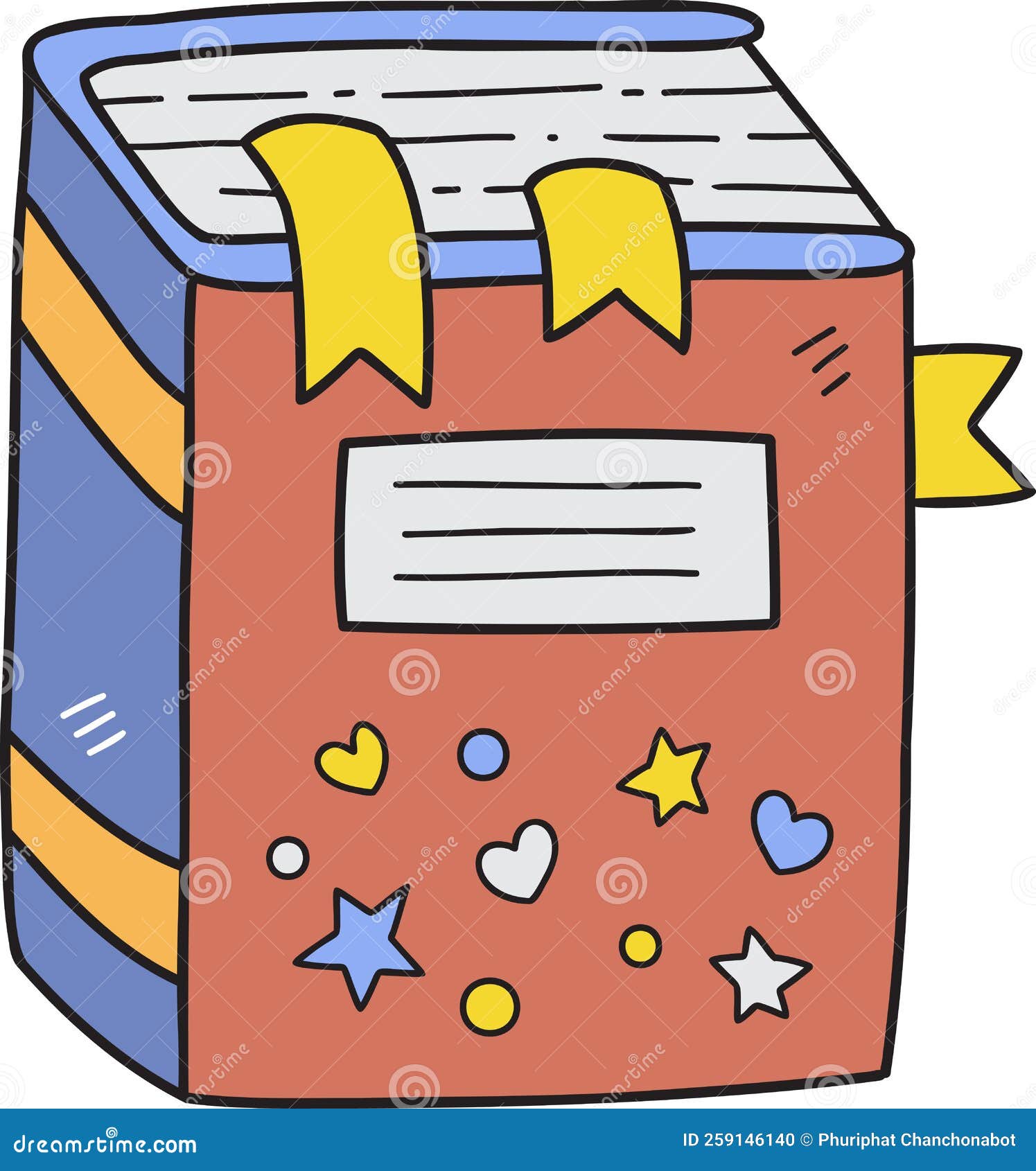 Hand Drawn Cute Book Illustration Stock Vector - Illustration of book ...