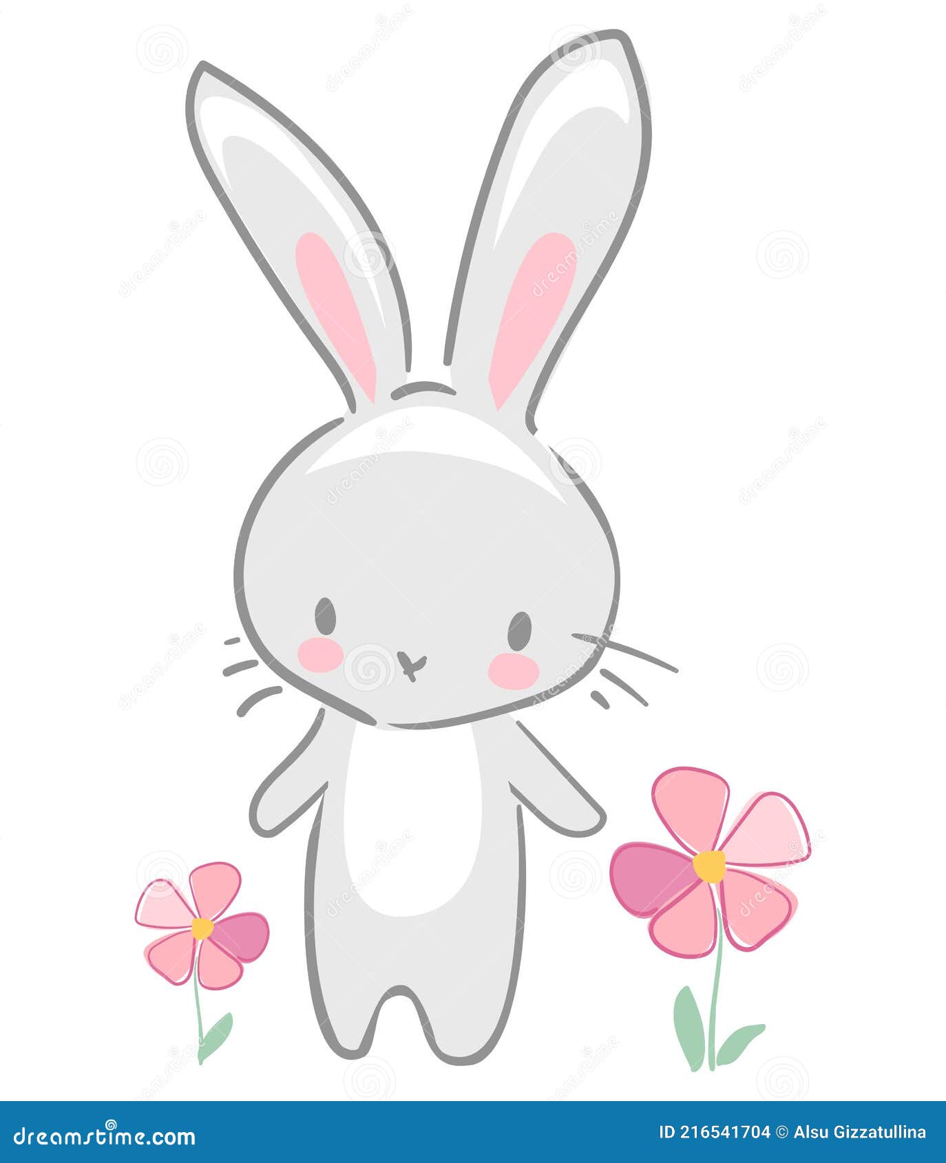 Hand Drawn Cute Bunny, Print Design Rabbit Stock Vector - Illustration ...