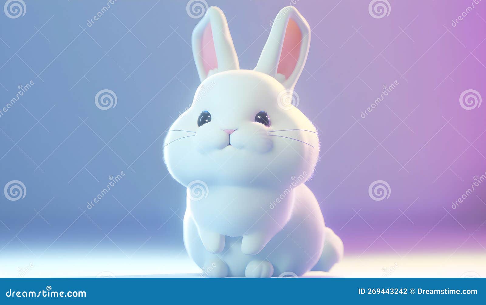 Hand Drawn Cute Bunny Sitting, Gradient Background Stock Illustration ...