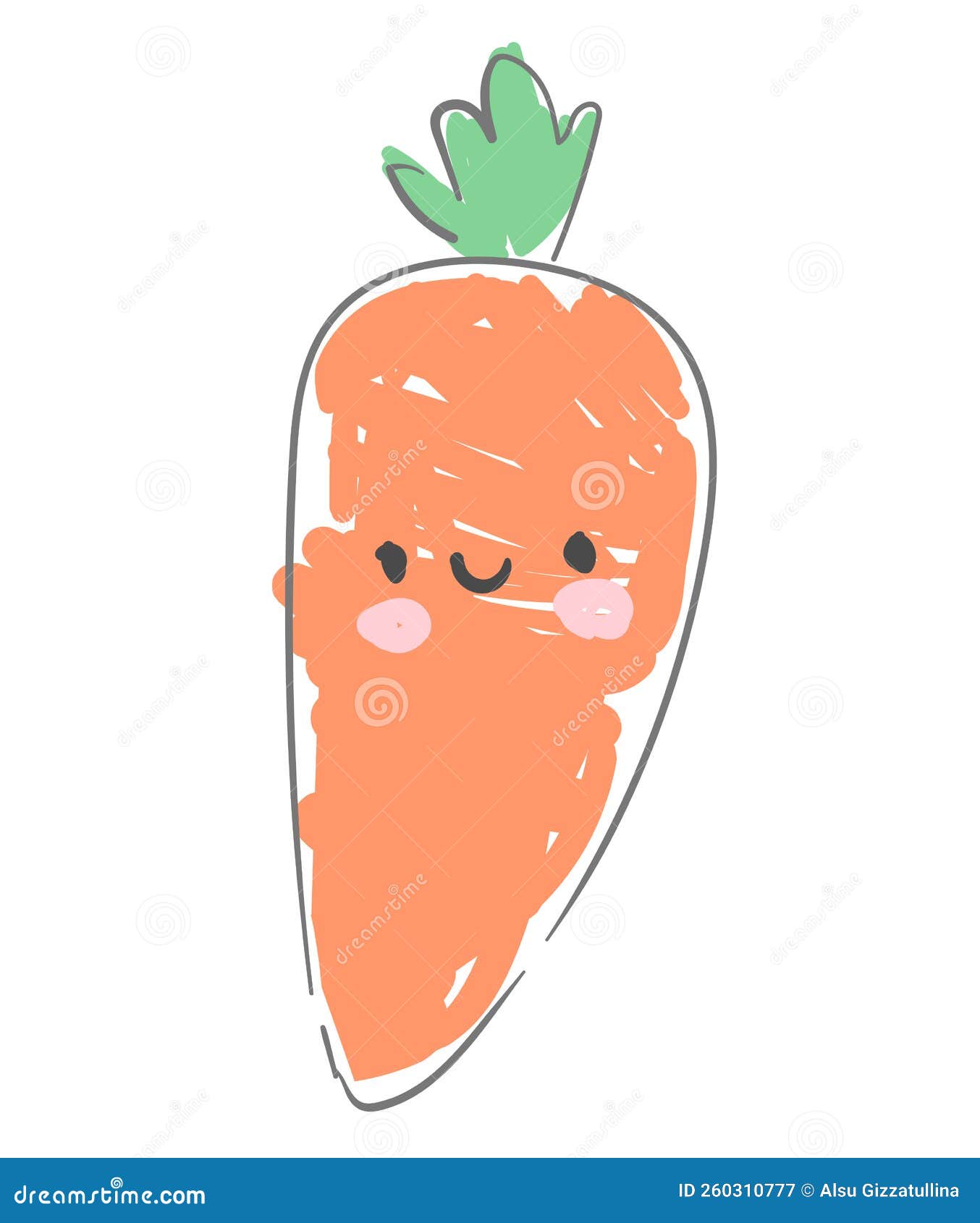 Hand Drawn Cute Carrot Cartoon Design Vector Illustration Stock Vector ...