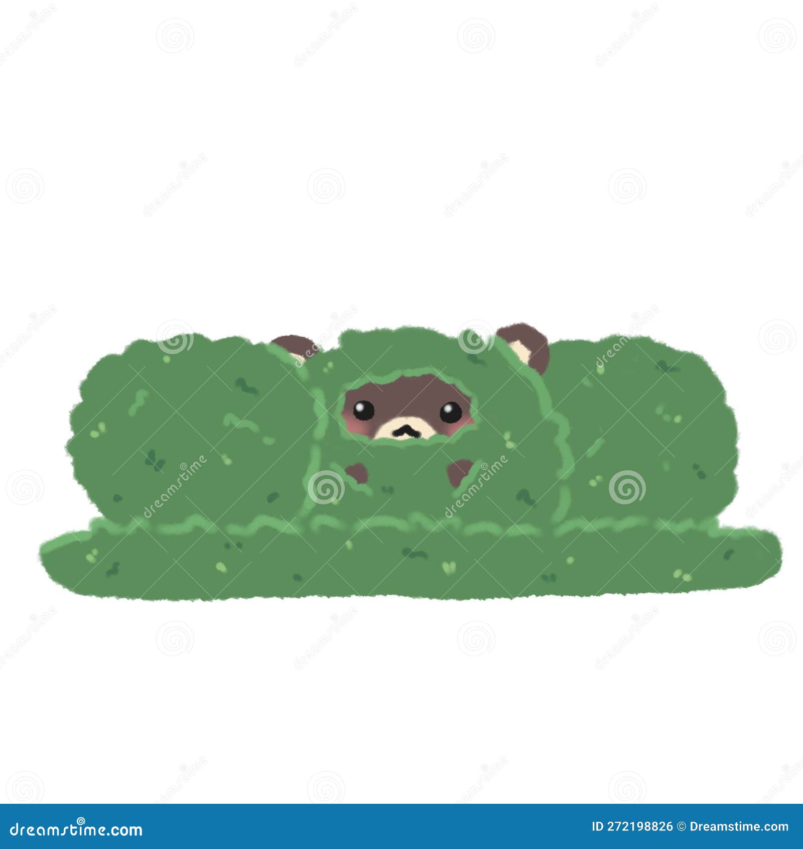 Bear In Bush Cartoon Characters. Cute Amimal. Bear Illustration For ...