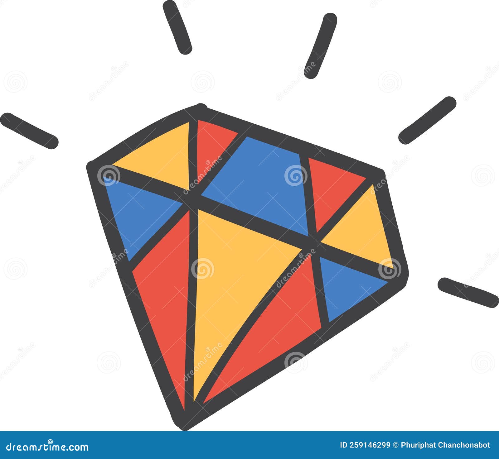 Hand Drawn Cute Diamond Illustration Stock Vector - Illustration of ...