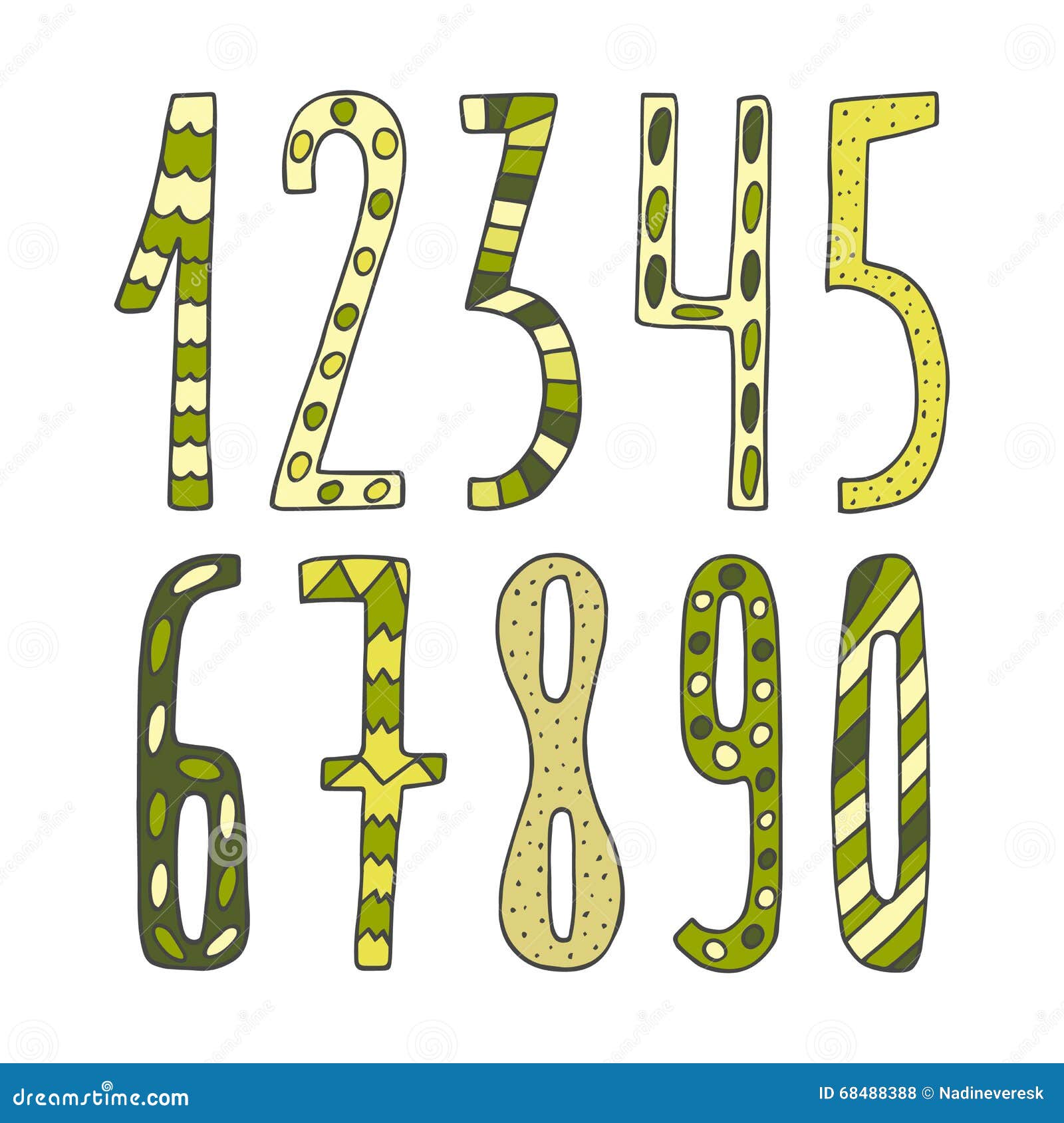 Hand Drawn Cute Doodle Mathematics Numbers Stock Vector - Illustration ...