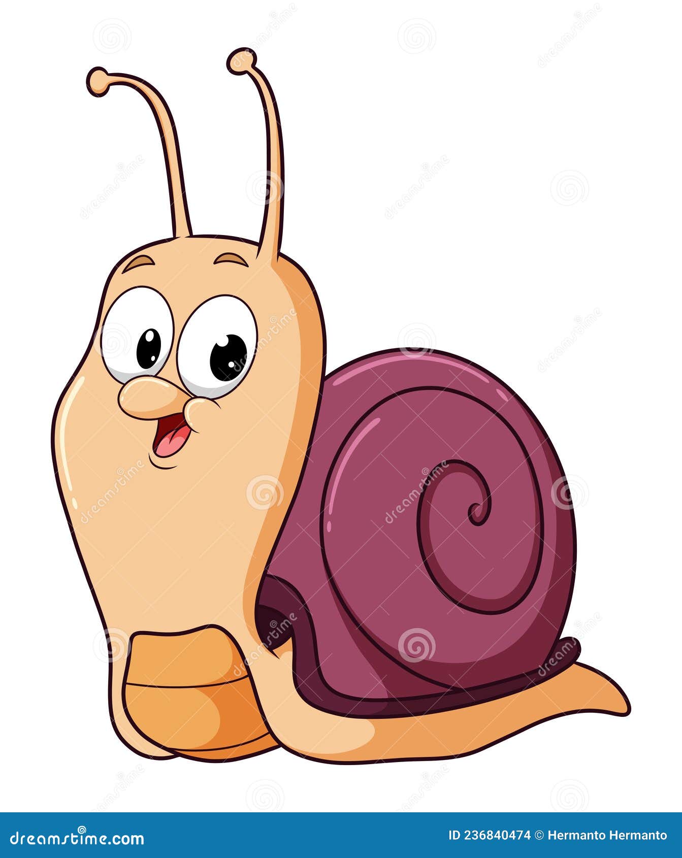 The Hand Drawn of the Cute Fat Snail is Slowly Moving Stock Vector ...