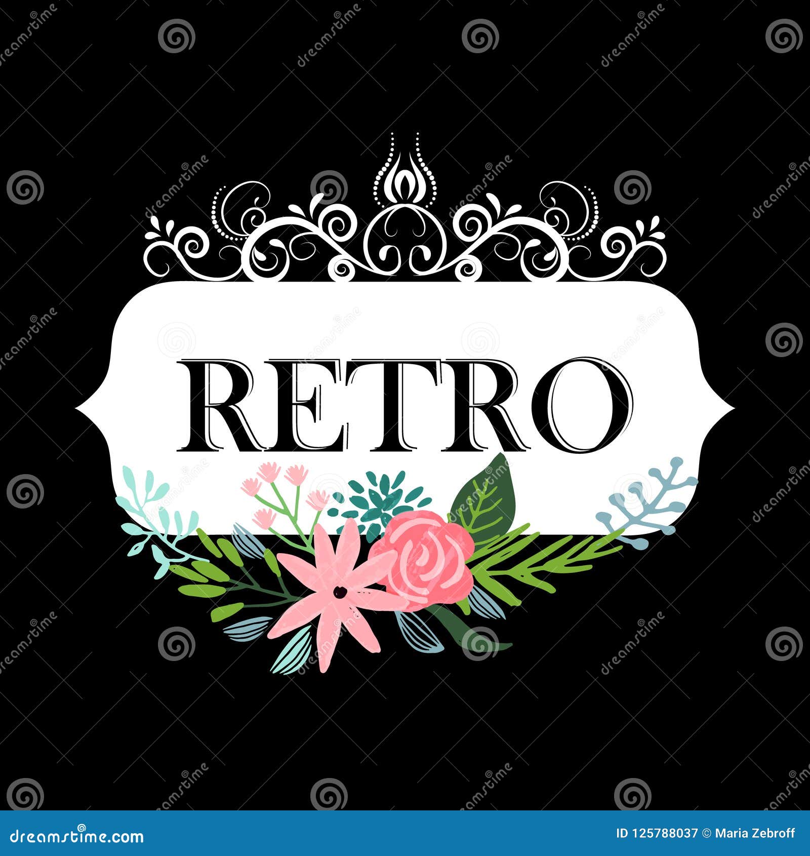 Hand Drawn Cute Floral Logo Template Stock Vector - Illustration of ...