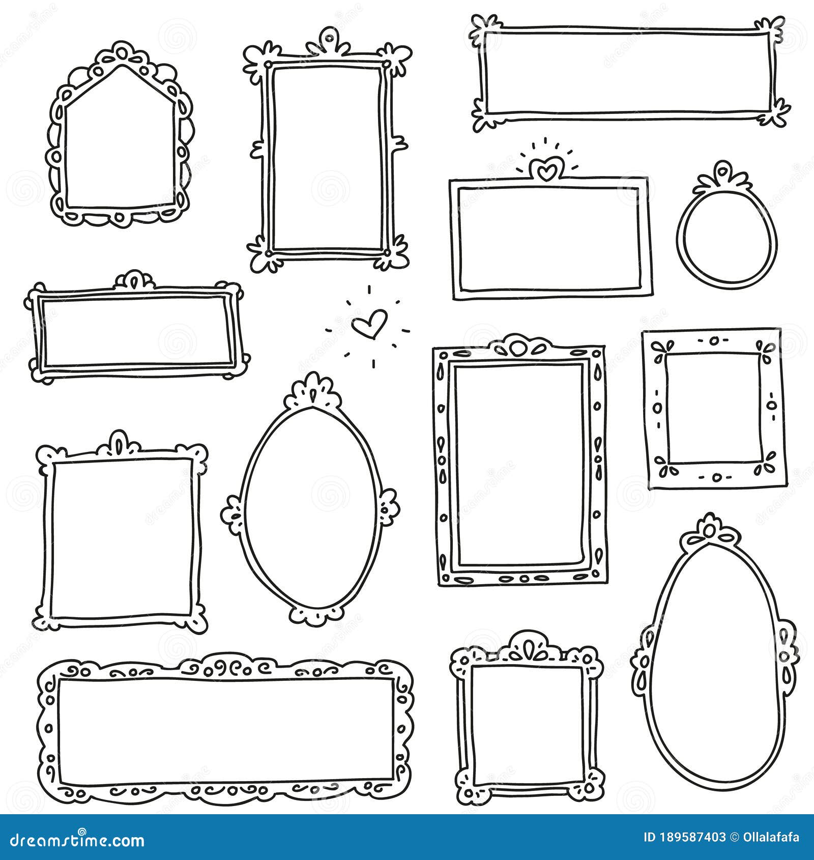 Hand Drawn Modern Frames in Cartoon Style Stock Vector - Illustration ...
