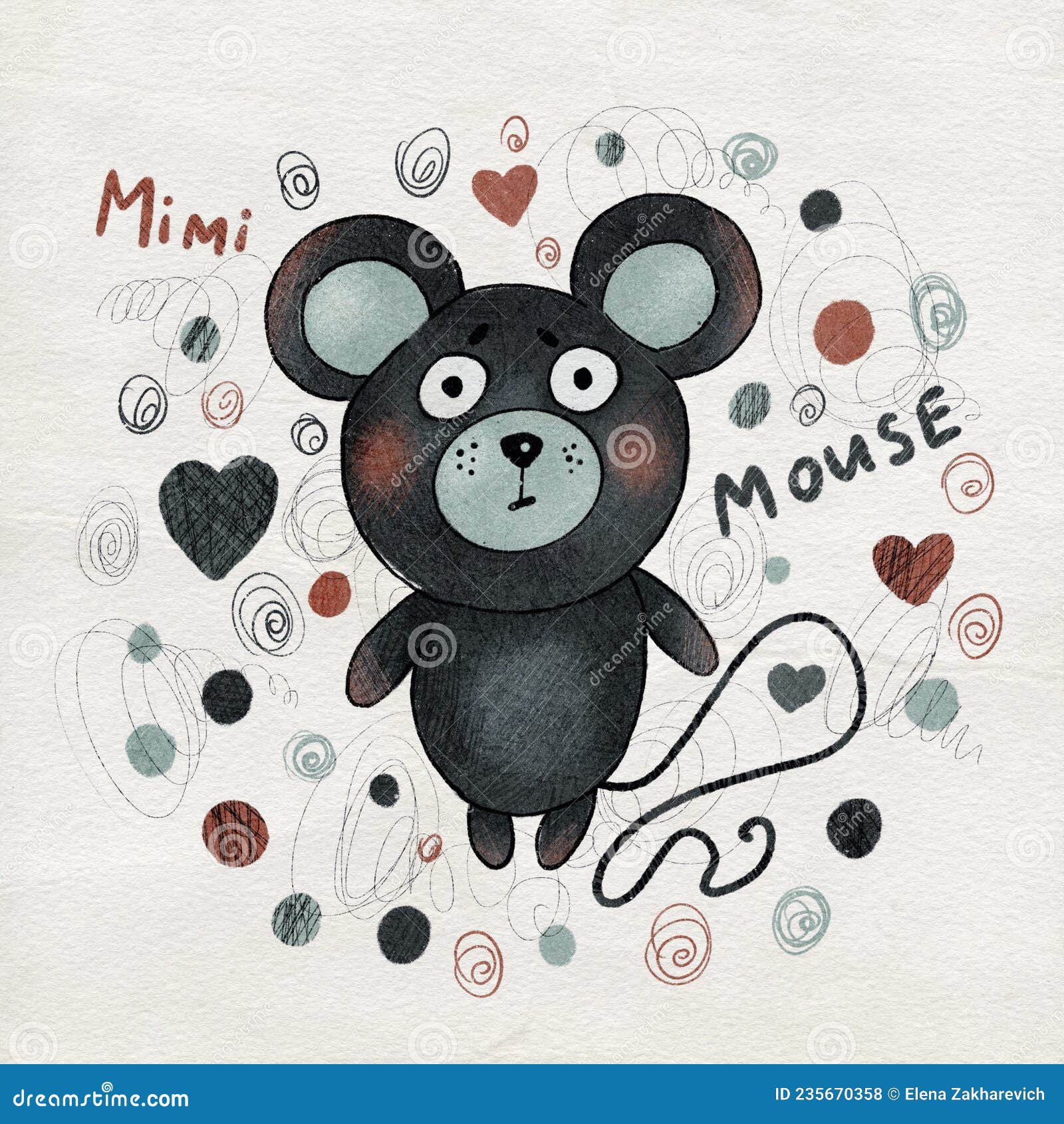 Hand-drawn Cute Kids Digital Mouse Stock Illustration - Illustration of ...