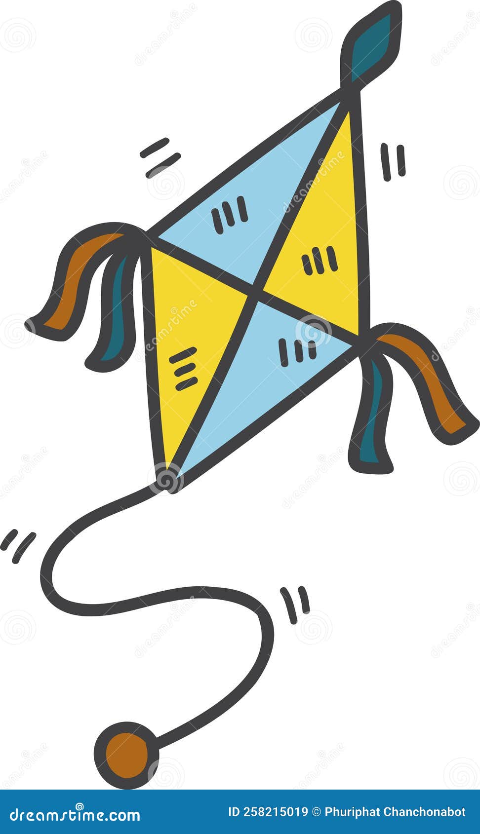 Hand Drawn Cute Kite Illustration Stock Vector - Illustration of wind ...