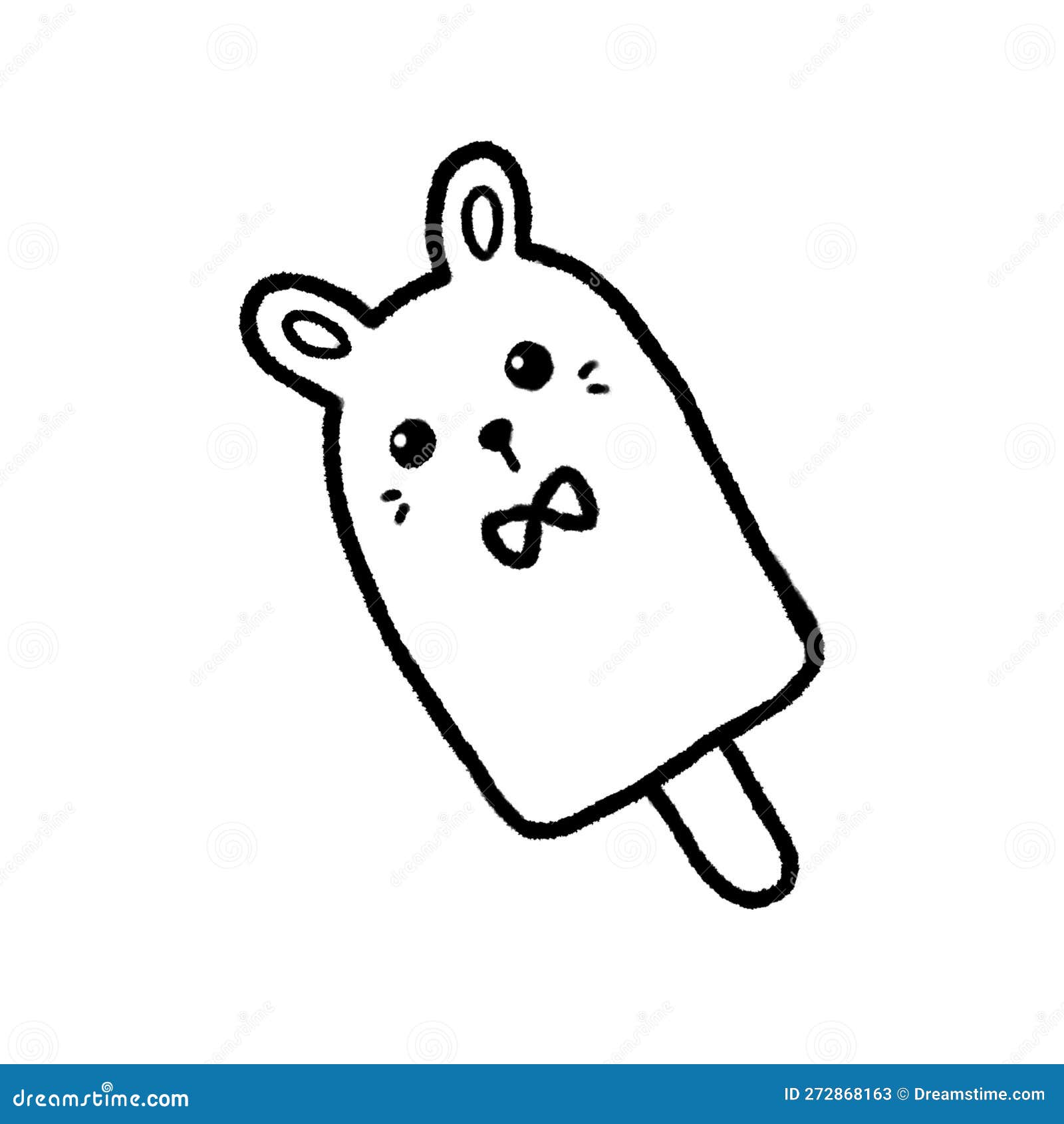 Hand-drawn Cute Line Ice Cream Rabbit in Doodle Style Stock ...