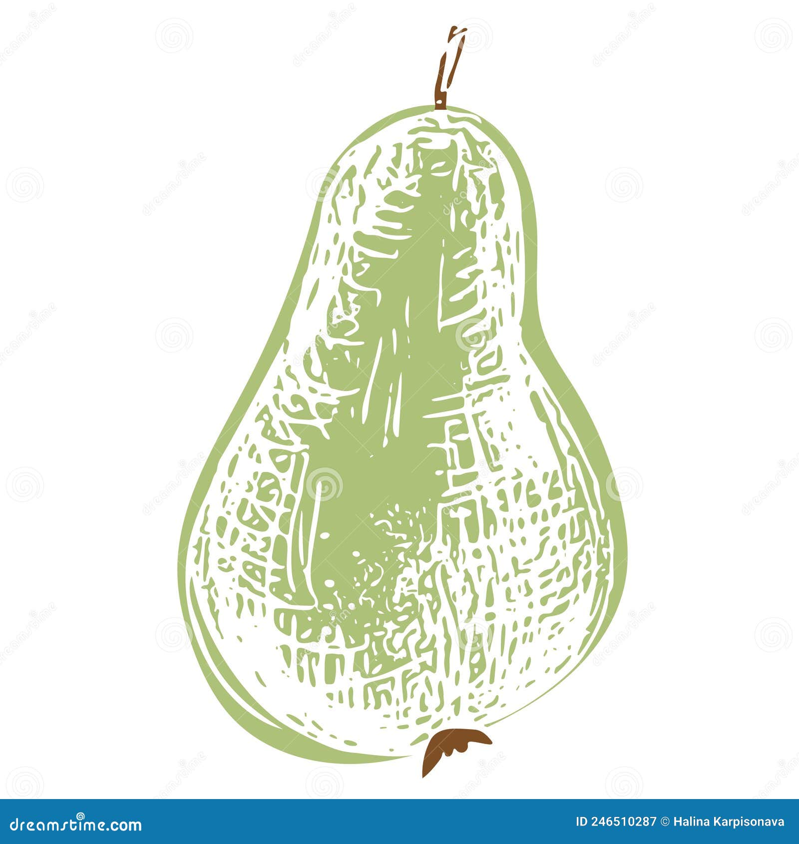 Hand Drawn Cute Little Pear Sketch. Vector Element in Doodle Scribble ...