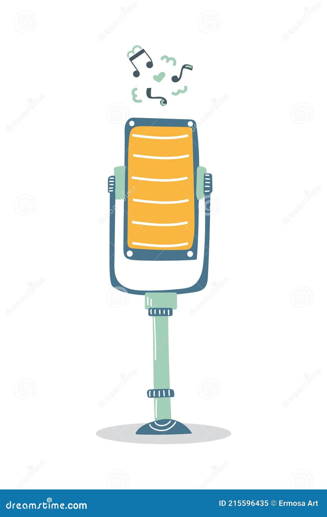 Hand Drawn Cute Microphone. Stock Vector - Illustration of interview ...