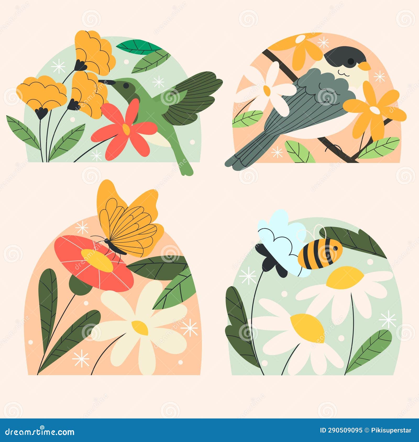 Hand Drawn Cute Nature Collection Stock Vector - Illustration of logo ...