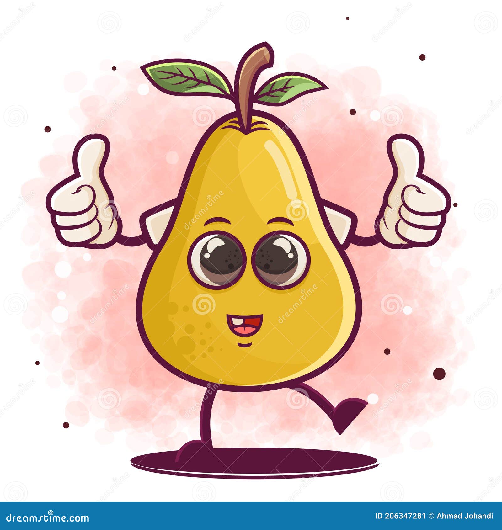 Hand Drawn Cute Pear Cartoon Illustration Stock Vector - Illustration ...