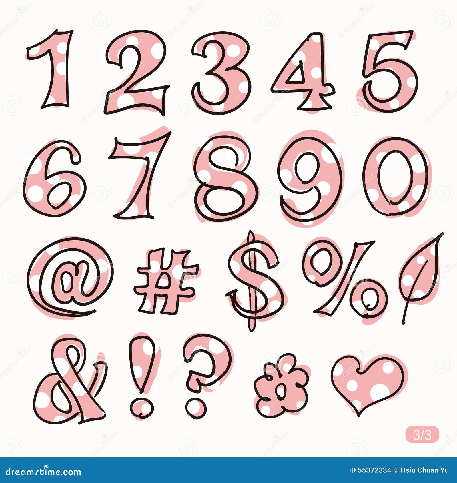 Hand Drawn Cute Pink and White Dot Letters Stock Vector - Illustration ...