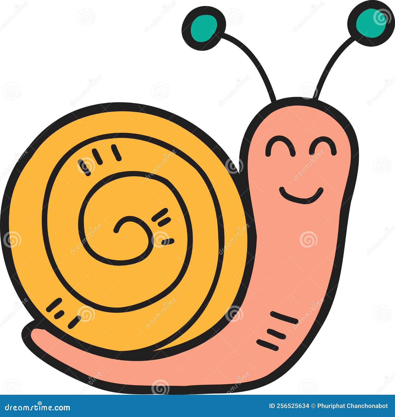 Hand Drawn Cute Snail Illustration Stock Vector - Illustration of ...