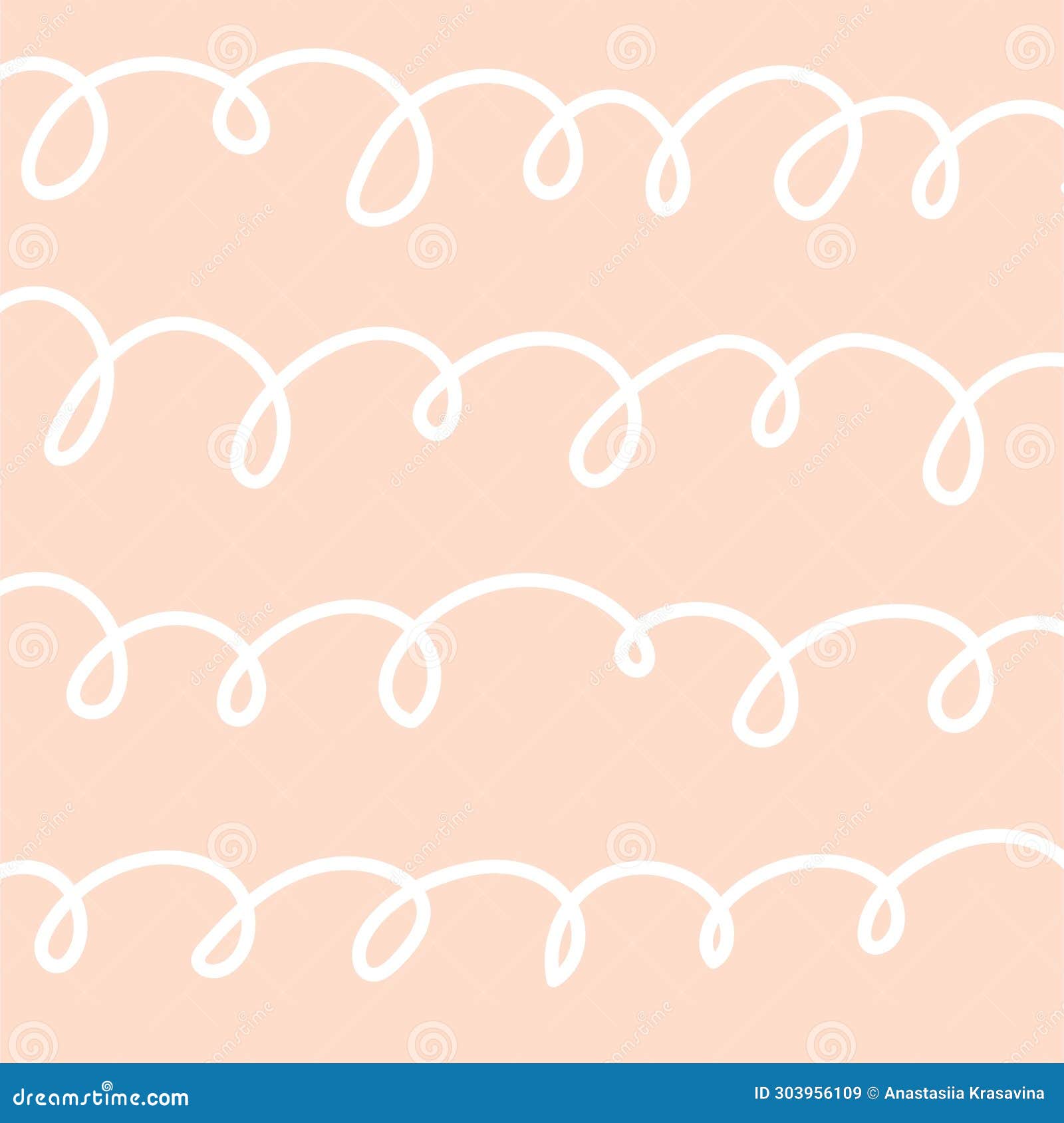 Hand Drawn Cute Squiggle Grid. Doodle Beige, Pink, Pale, White Wavy ...