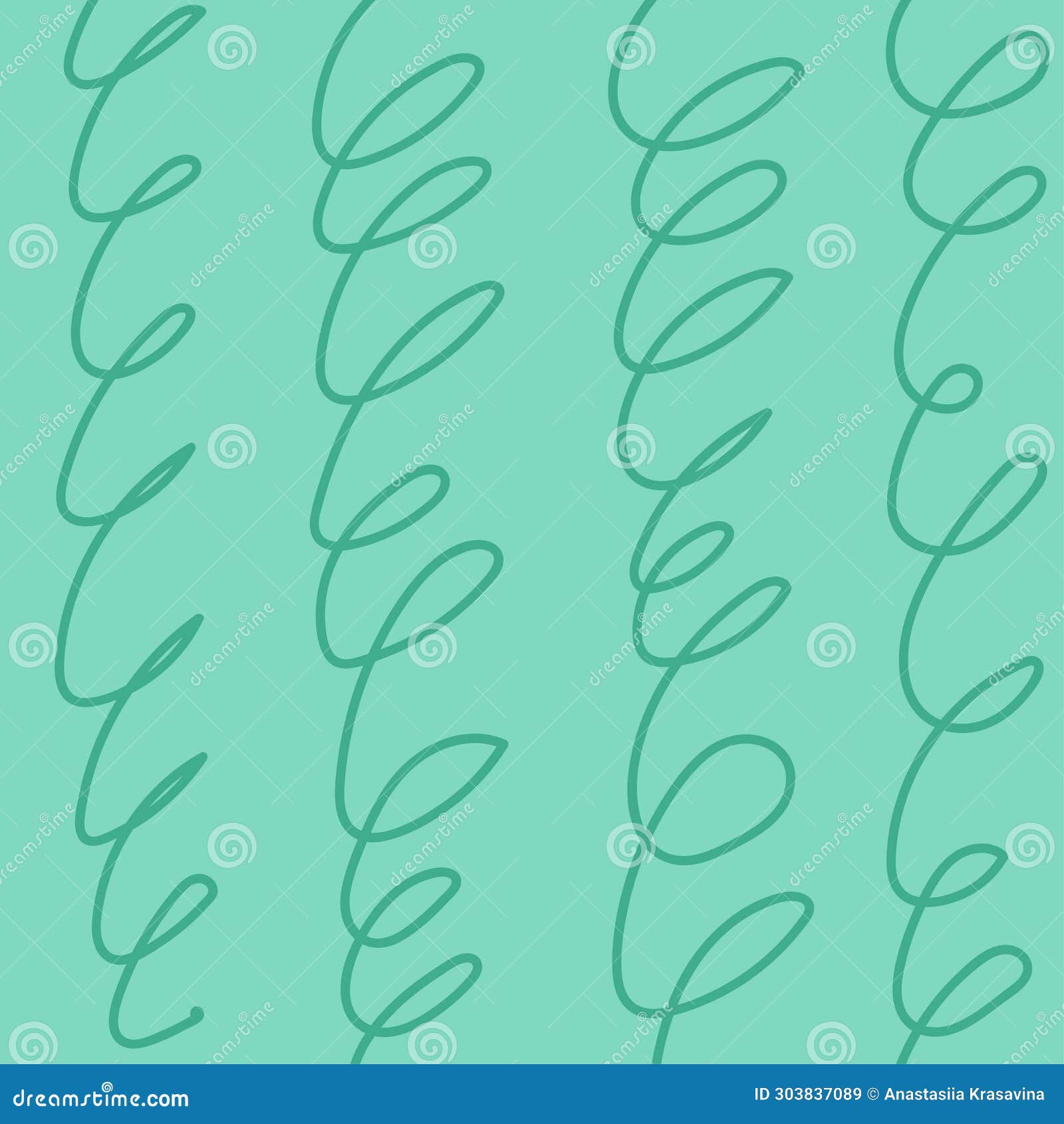 Hand Drawn Cute Squiggle Grid. Doodle Green, Pale Wavy Pattern with ...