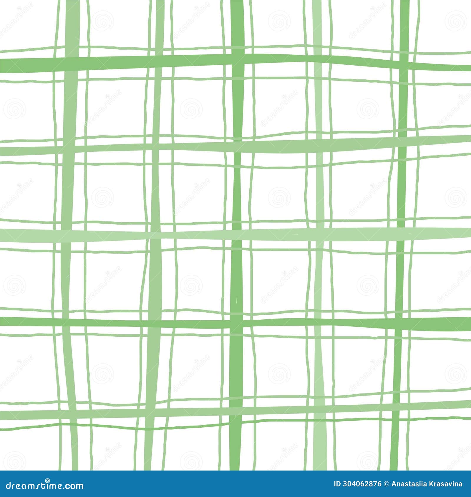 Hand Drawn Cute Squiggle Grid. Doodle Green, White Wavy Pattern with ...