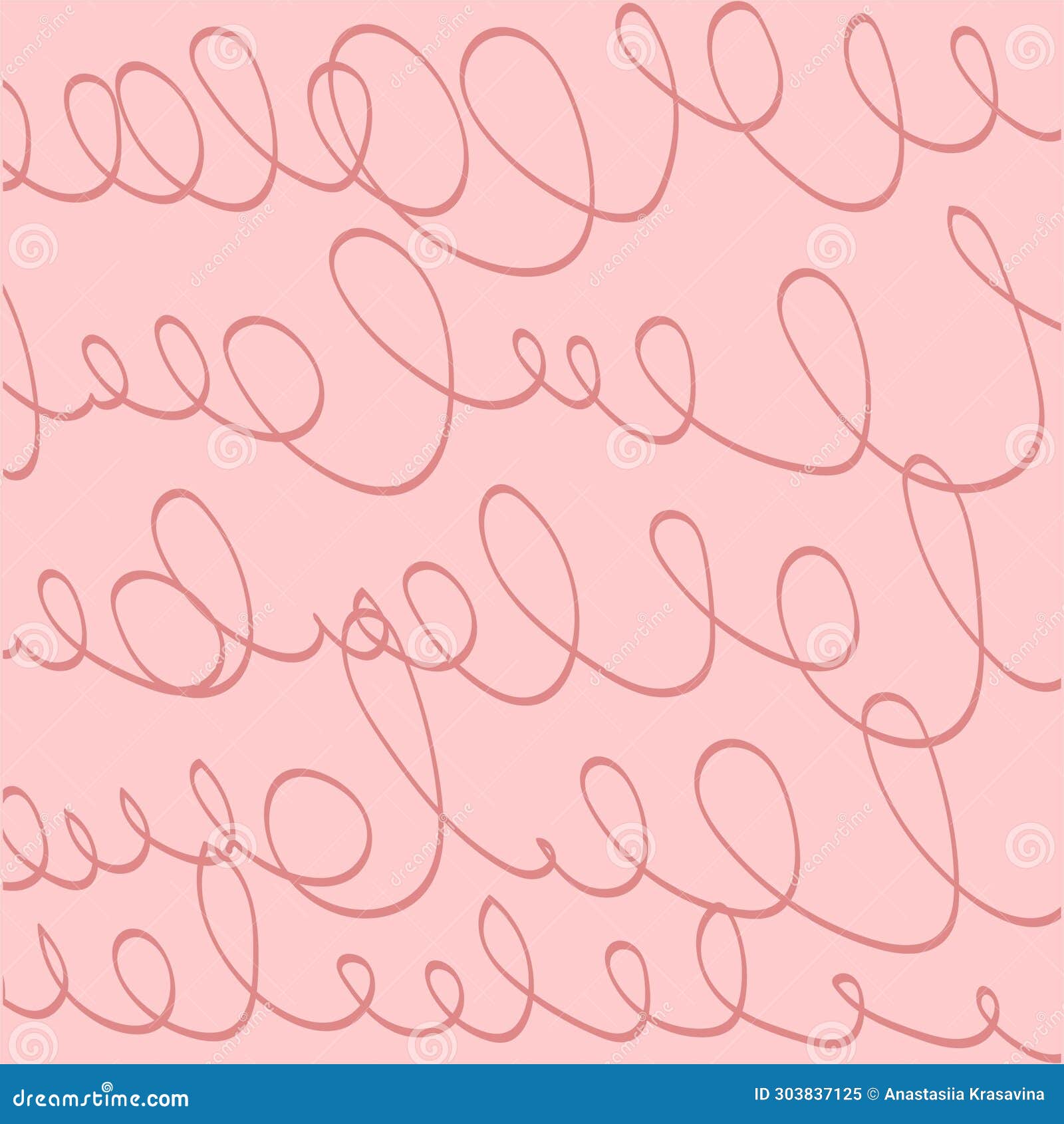 Hand Drawn Cute Squiggle Grid. Doodle Pink, Red Wavy Pattern with ...
