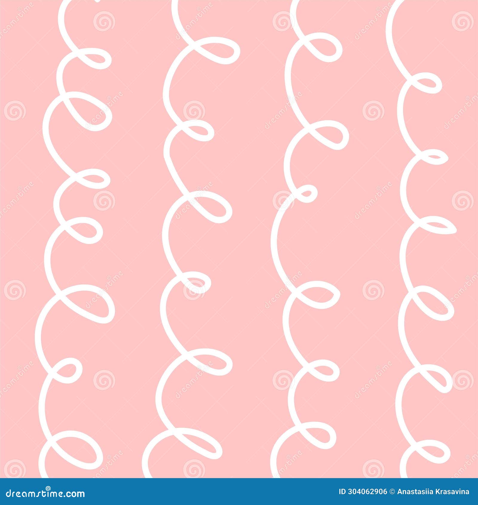 Hand Drawn Cute Squiggle Grid. Doodle Pink, White Wavy Pattern with ...