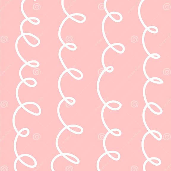 Hand Drawn Cute Squiggle Grid. Doodle Pink, White Wavy Pattern with ...