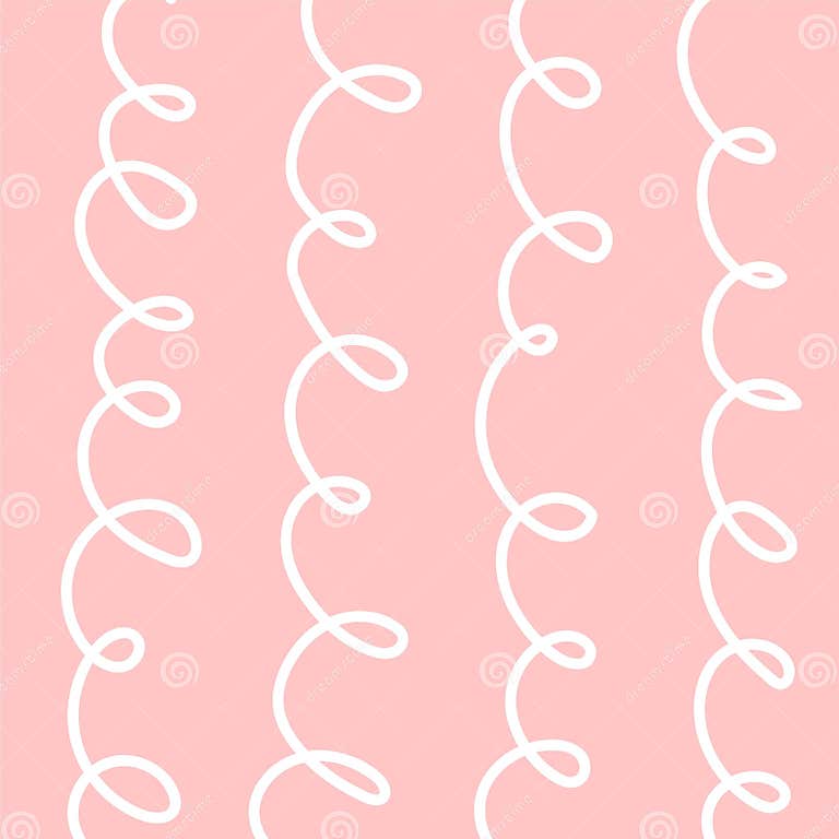Hand Drawn Cute Squiggle Grid. Doodle Pink, White Wavy Pattern with ...