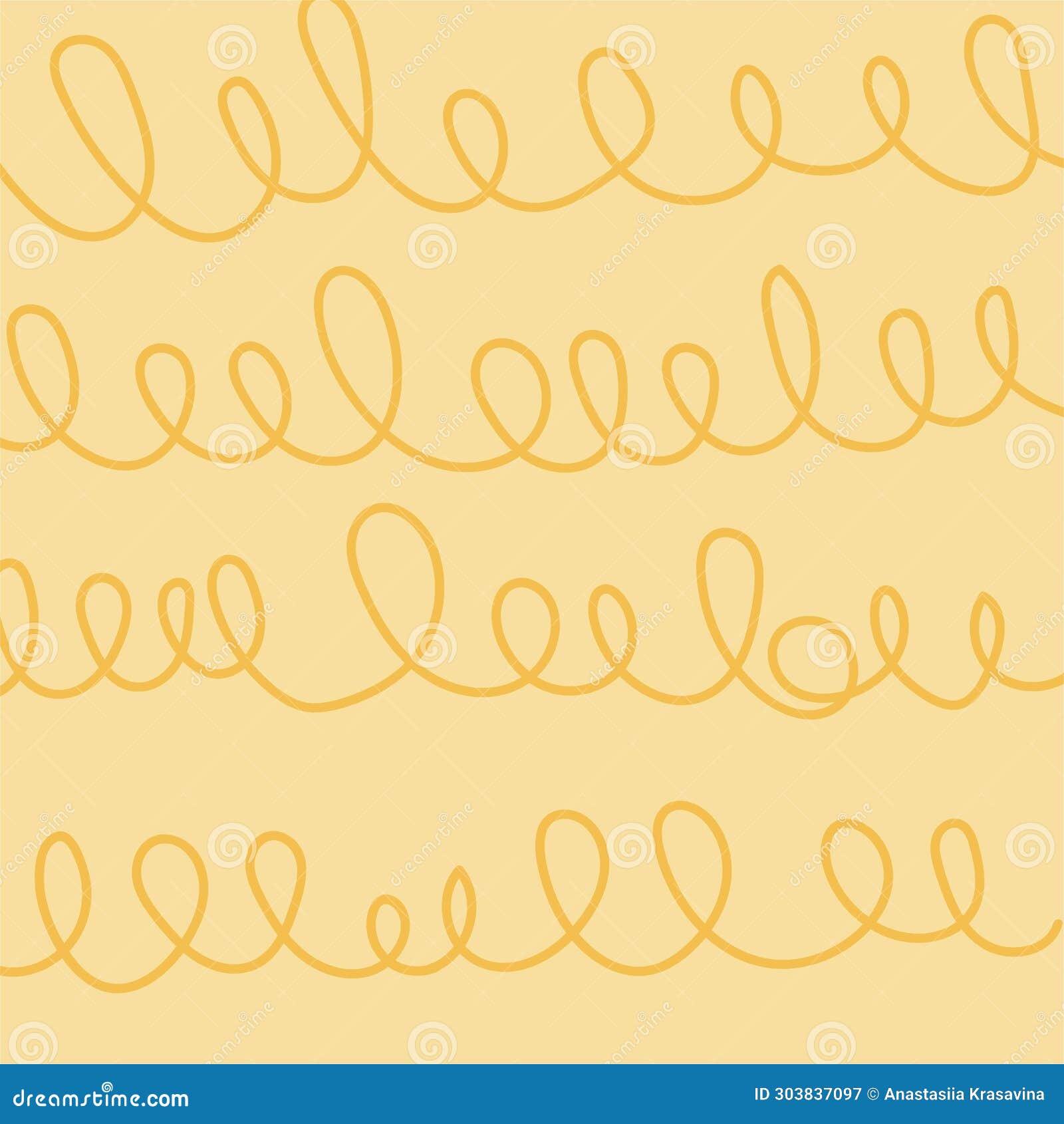 Hand Drawn Cute Squiggle Grid. Doodle Yellow, Golden, Pale, Beige Wavy ...