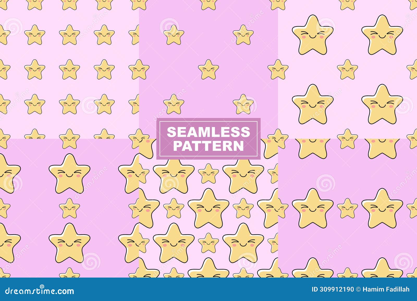 Hand Drawn Cute Stars Pattern Seamless Background Collection Stock ...