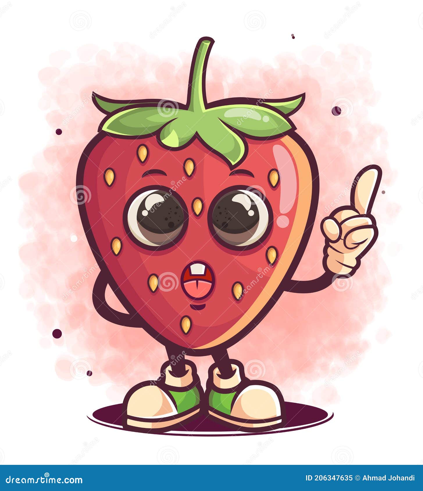 Hand Drawn Cute Strawberry Cartoon Illustration Stock Vector ...