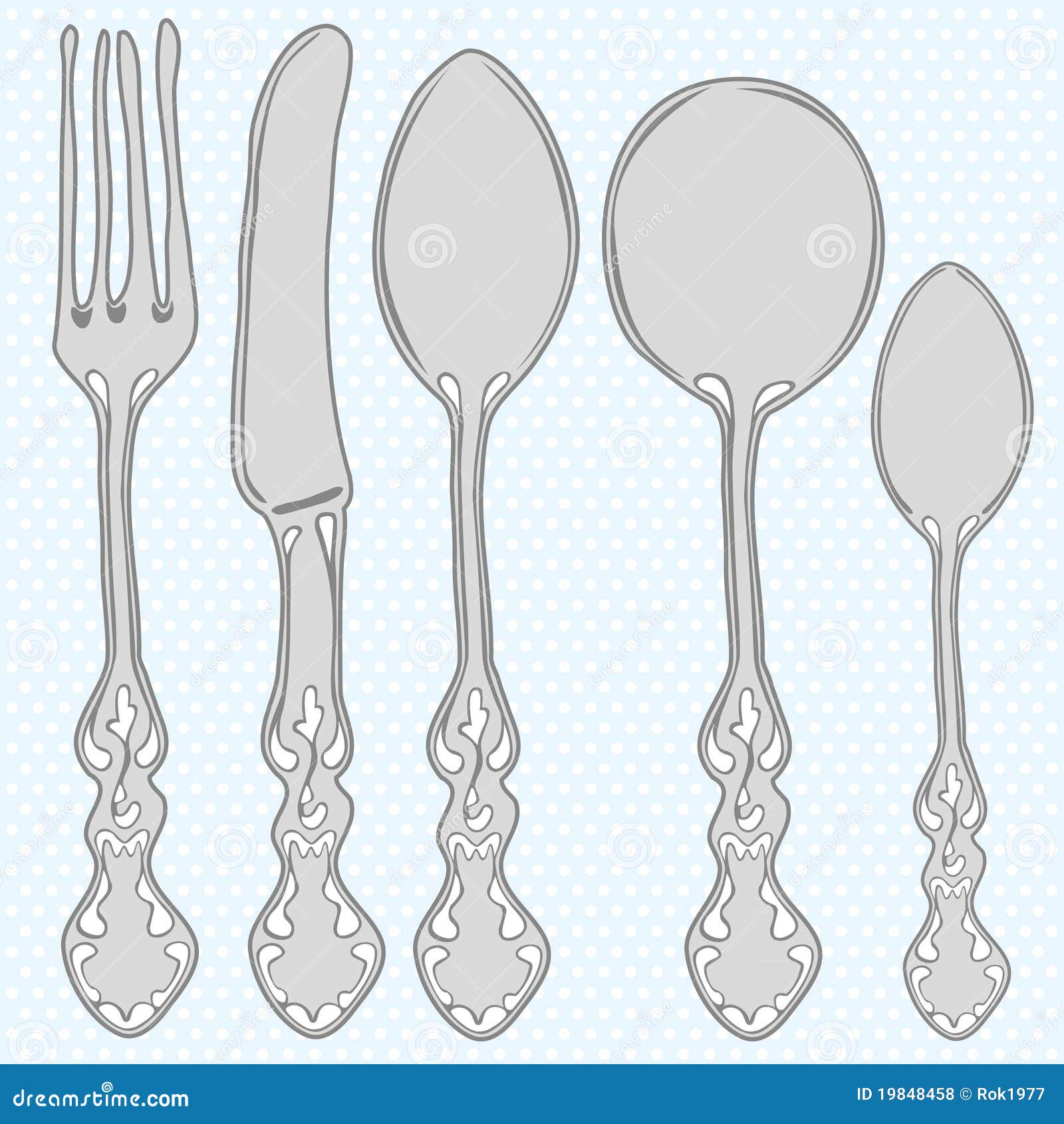 Hand drawn cutlery set. stock vector. Illustration of antique - 19848458