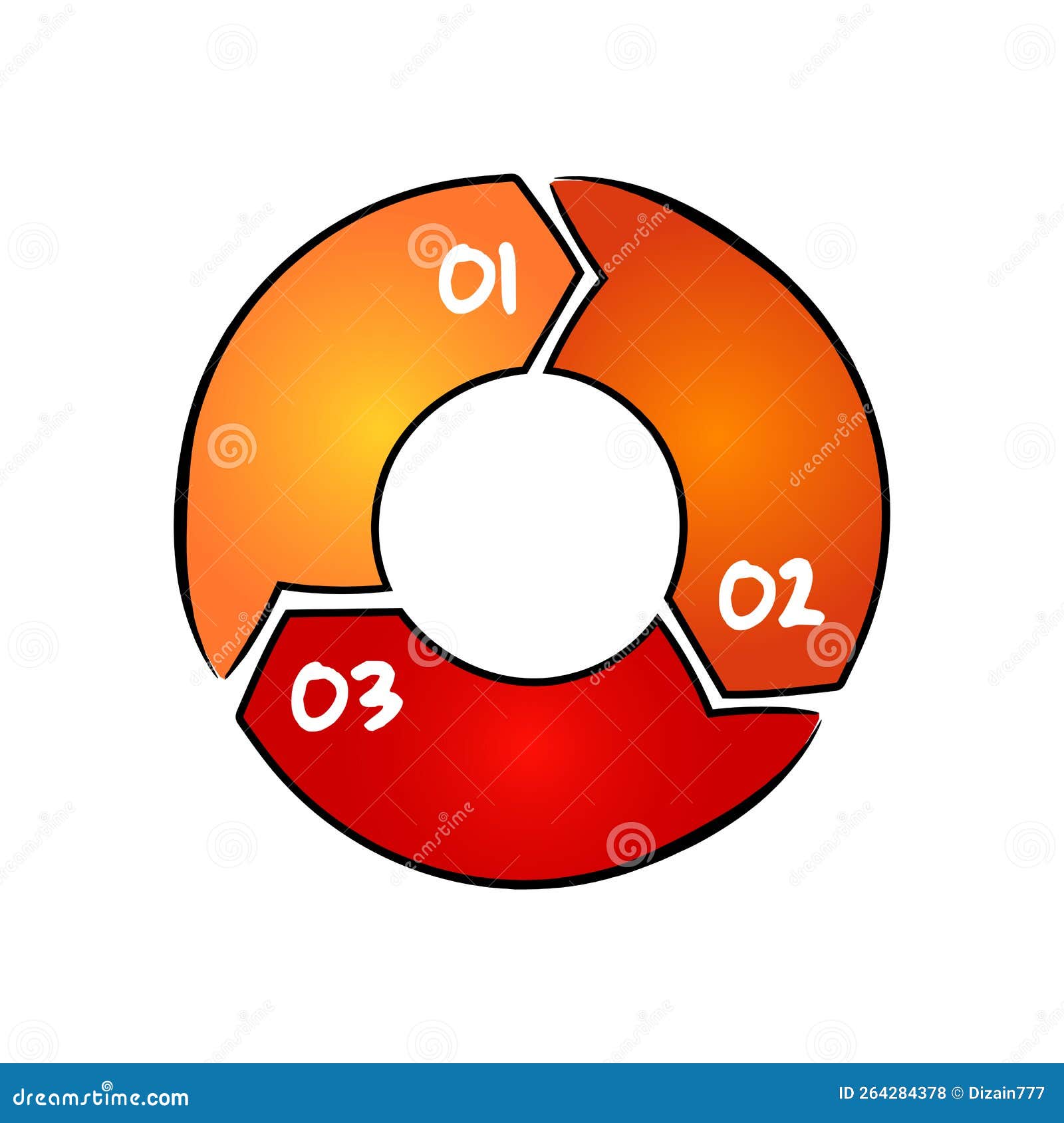 Hand Drawn Cycle Diagram Chart, 3 Steps Processes with Numbers Stock ...