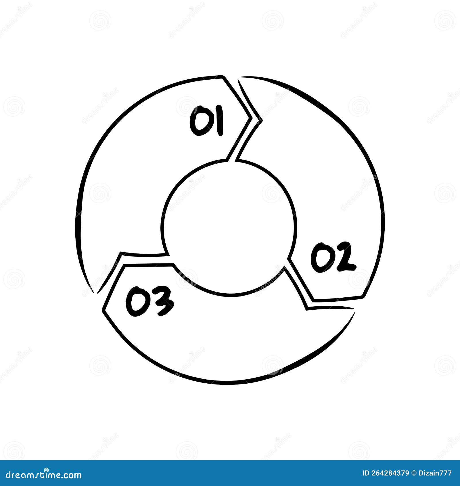Hand Drawn Cycle Diagram Chart, 3 Steps Processes with Numbers Stock ...