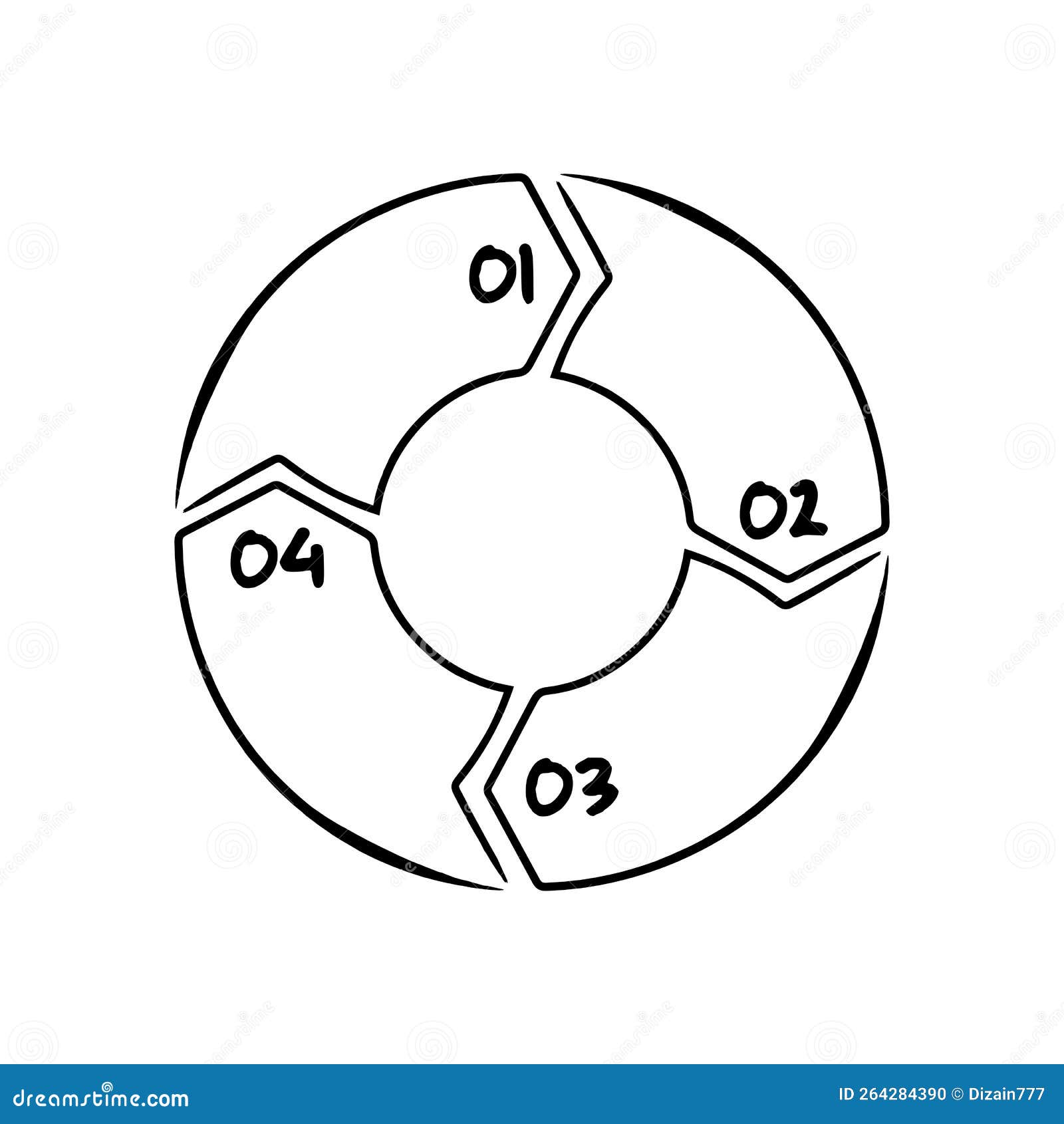 Hand Drawn Cycle Diagram Chart, 4 Steps Processes with Numbers Stock ...