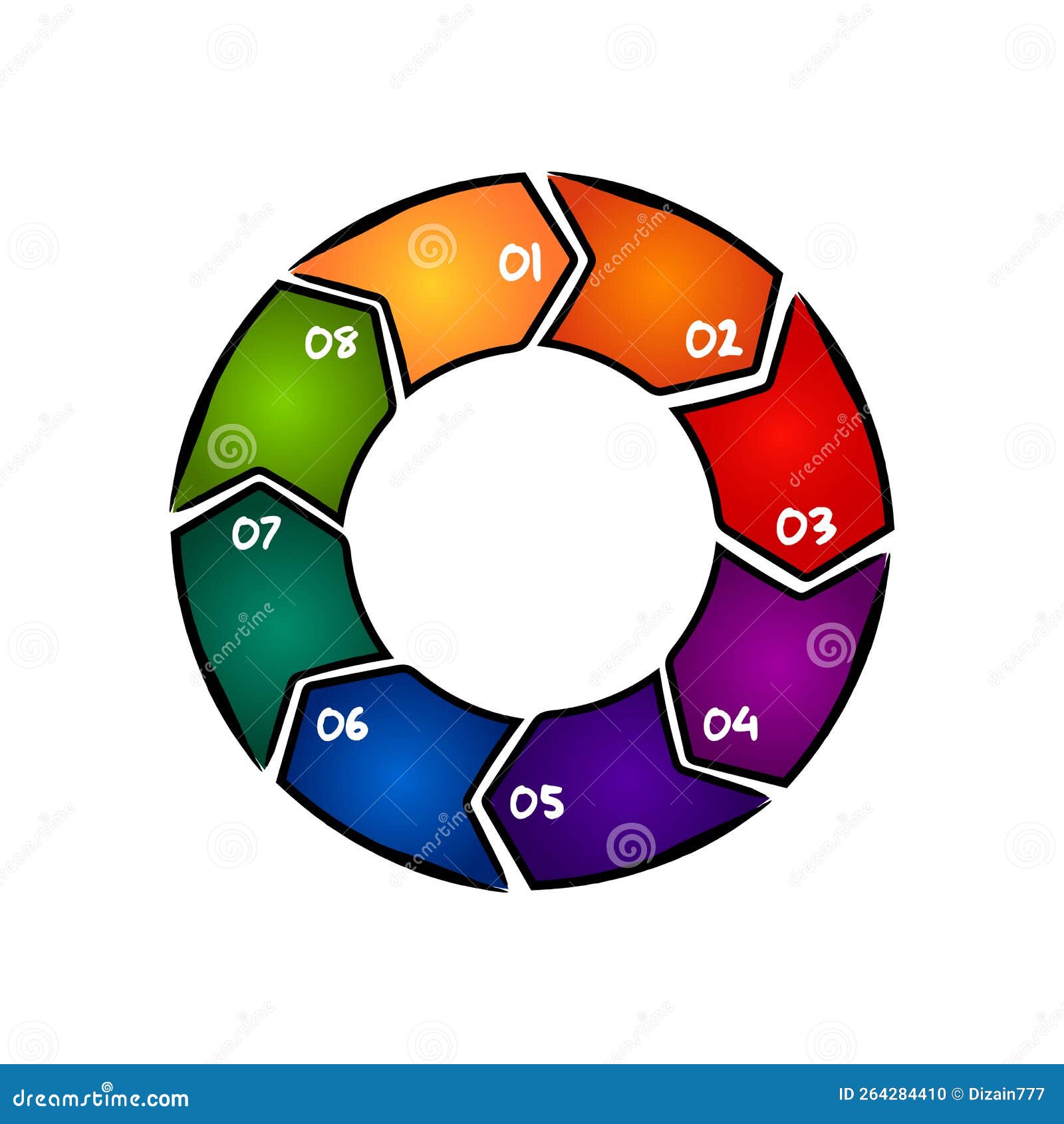Hand Drawn Cycle Diagram Chart, 8 Steps Processes with Numbers Stock ...