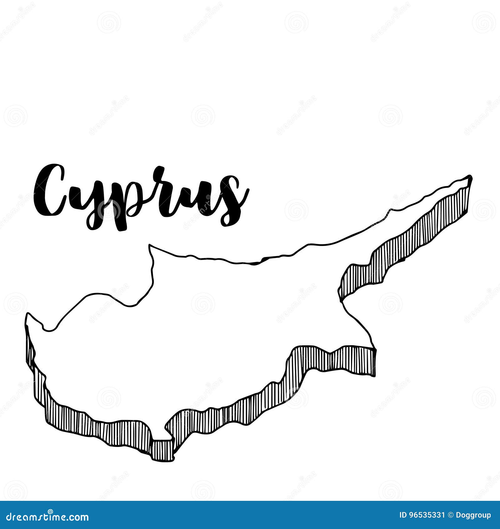 Hand drawn of Cyprus map stock illustration. Illustration of sketch ...