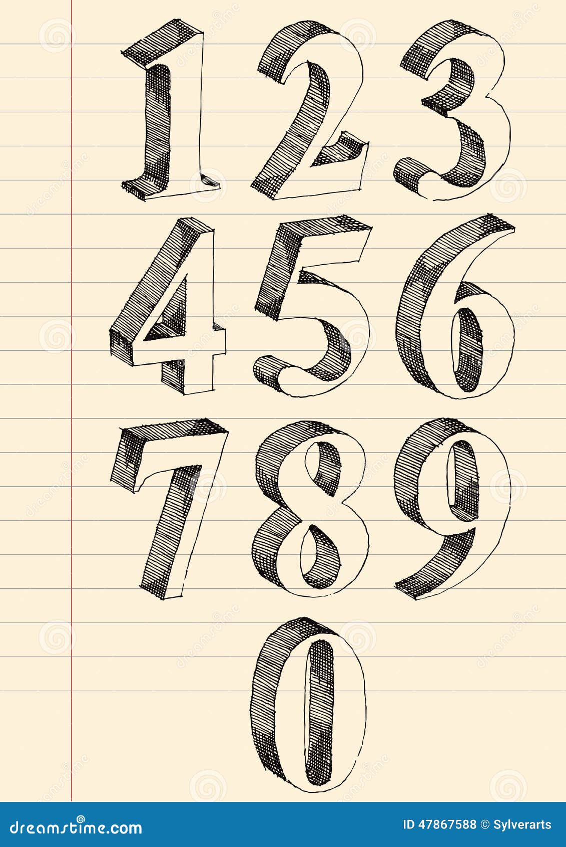 Hand Drawn 3d Numbers Vector Set. Stock Vector - Illustration of date ... Hand Drawn 3d Numbers Vector Set. Stock Vector - Illustration of date ...