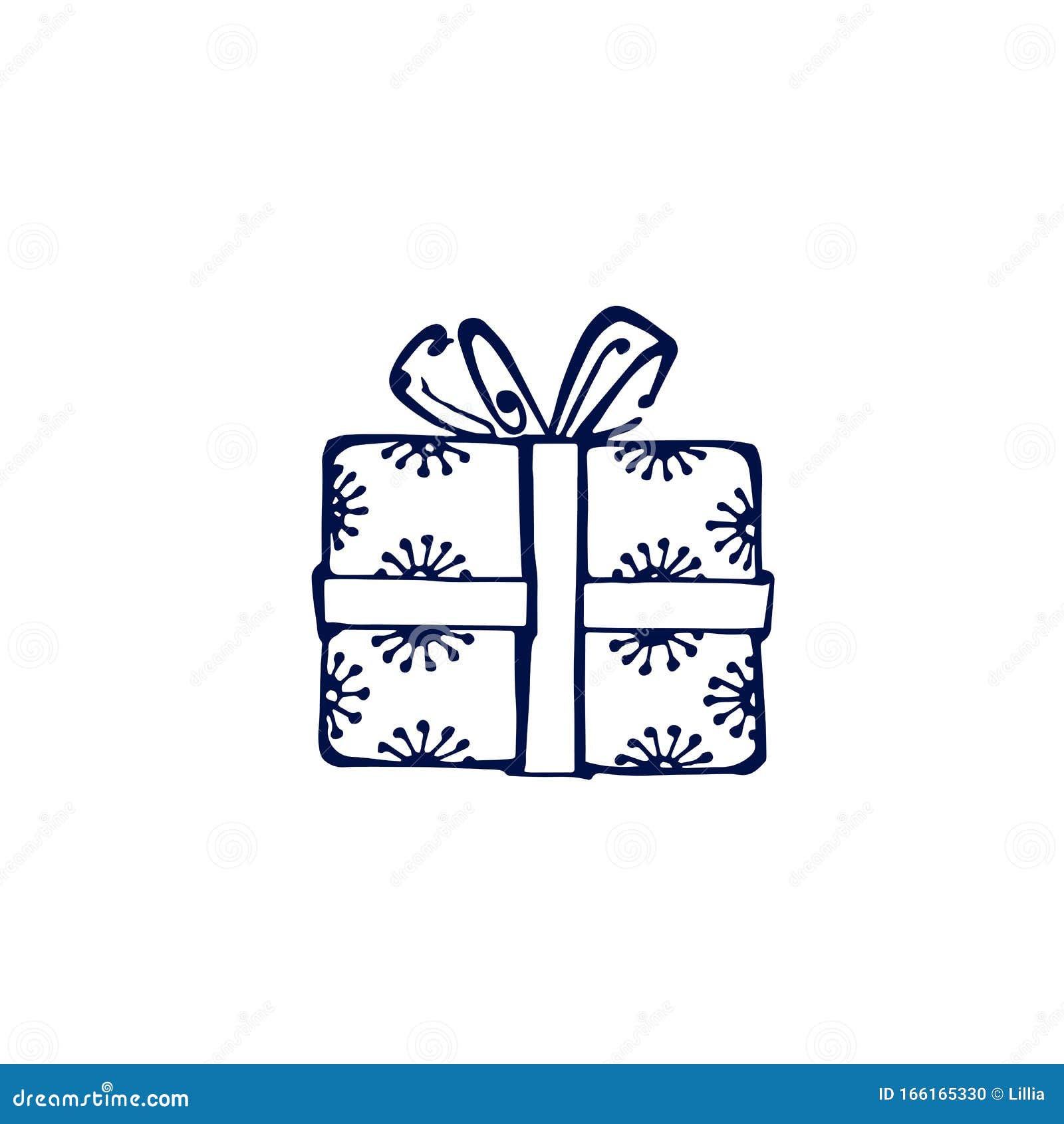Hand Drawn Dark Blue Gift Box Stock Vector - Illustration of parcel ...