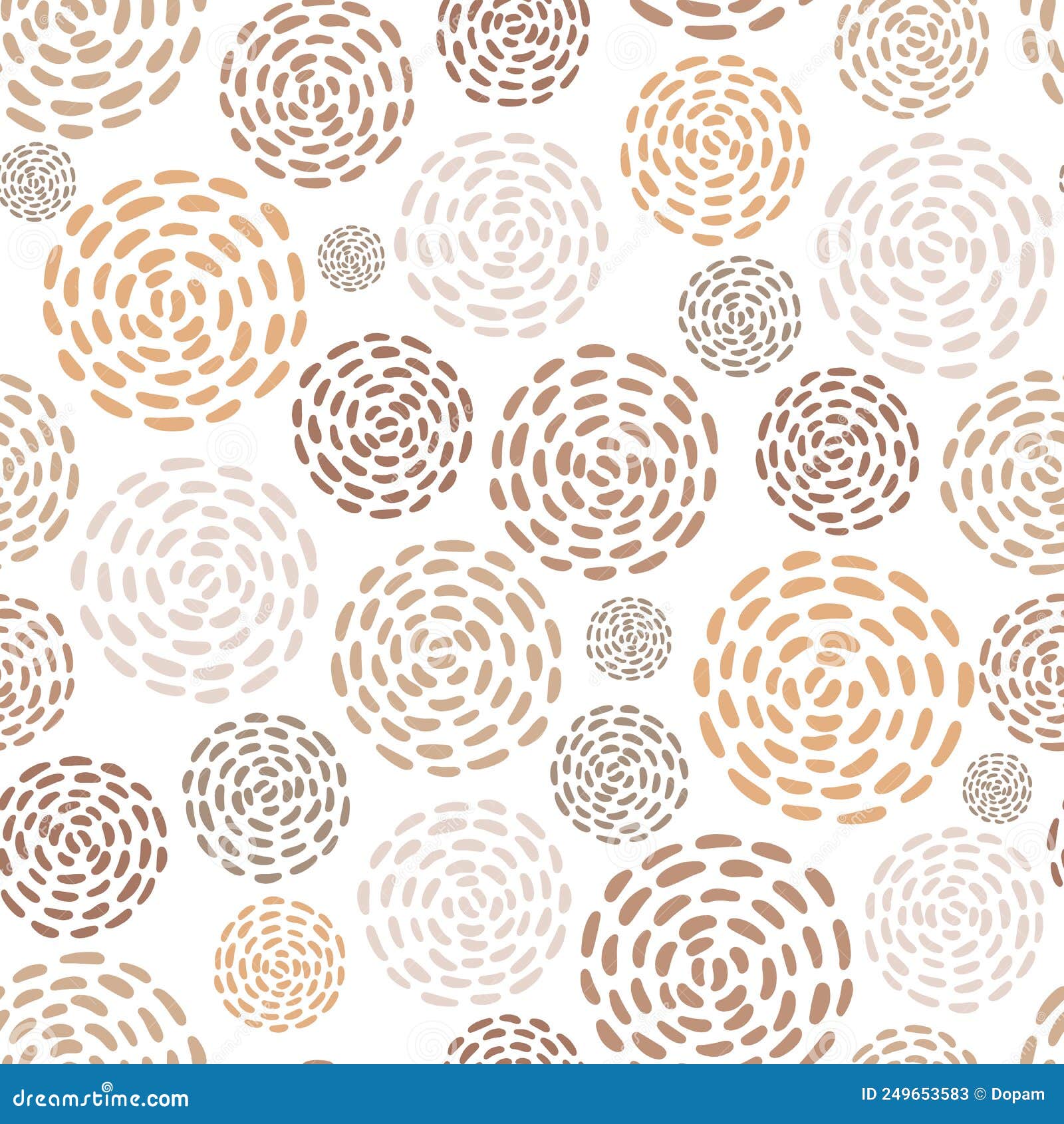 Hand Drawn Dashed Circles in Natural Colors. Vector Seamless Pattern ...
