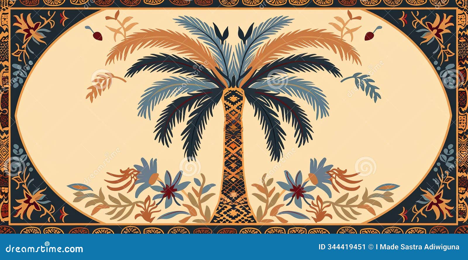 Hand-drawn Date Palm Tree with Charming Middle Eastern Folk Art Flair ...