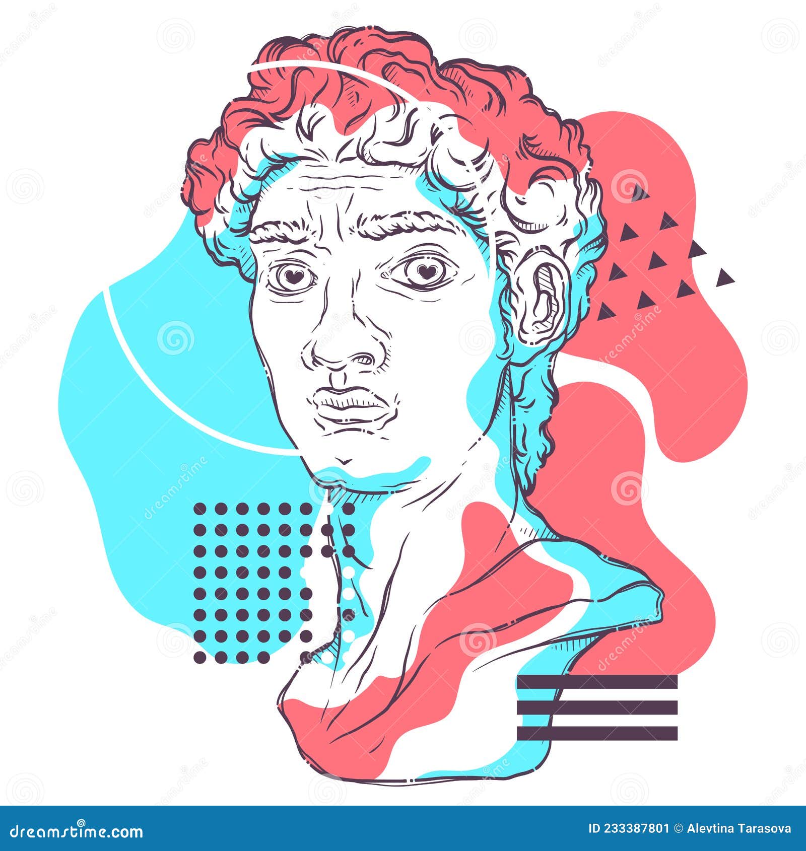 Hand Drawn David Bust Vector. Marble Statue Stock Vector - Illustration ...