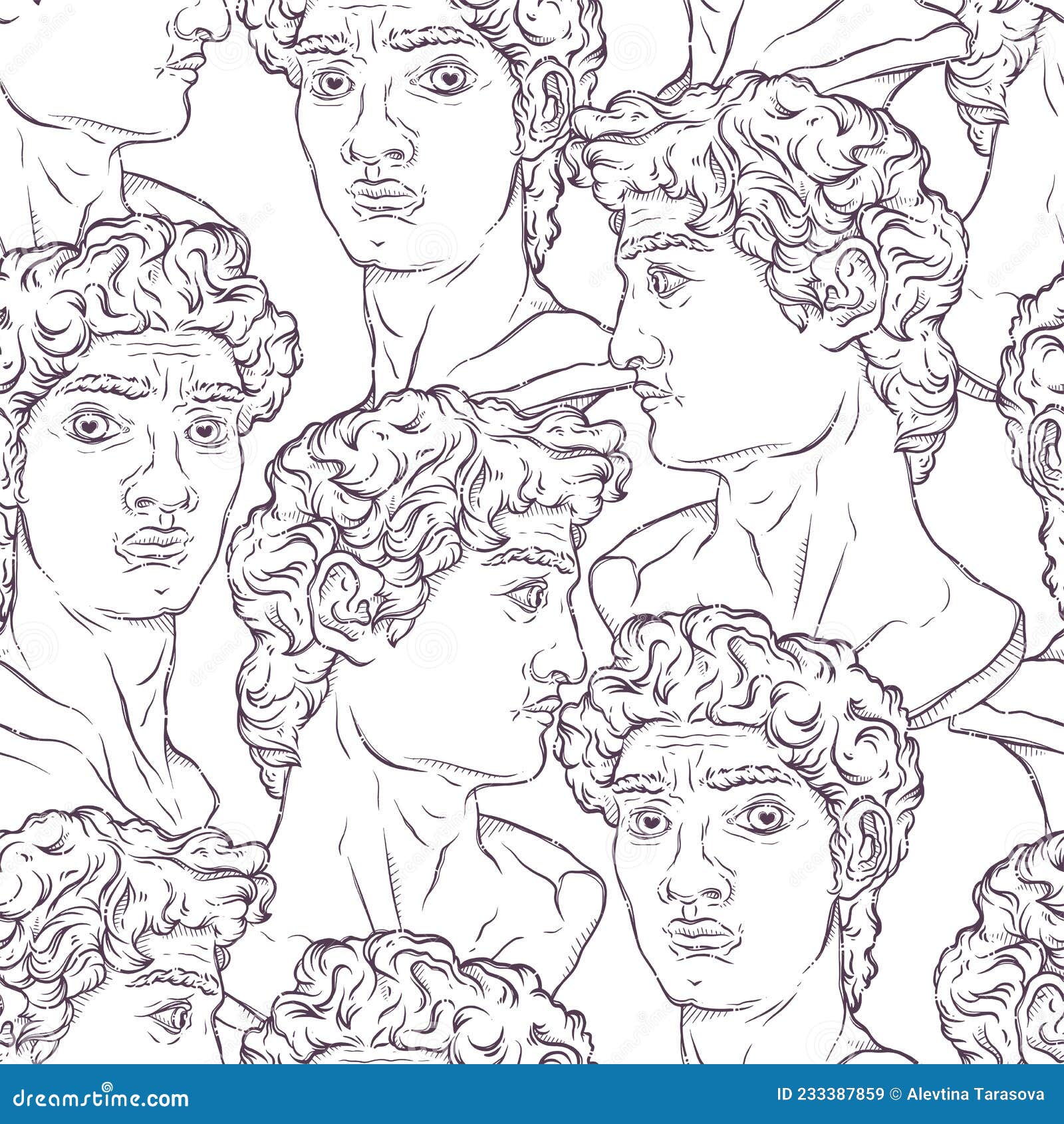 Hand Drawn David Bust Vector. Marble Statue Stock Vector - Illustration ...