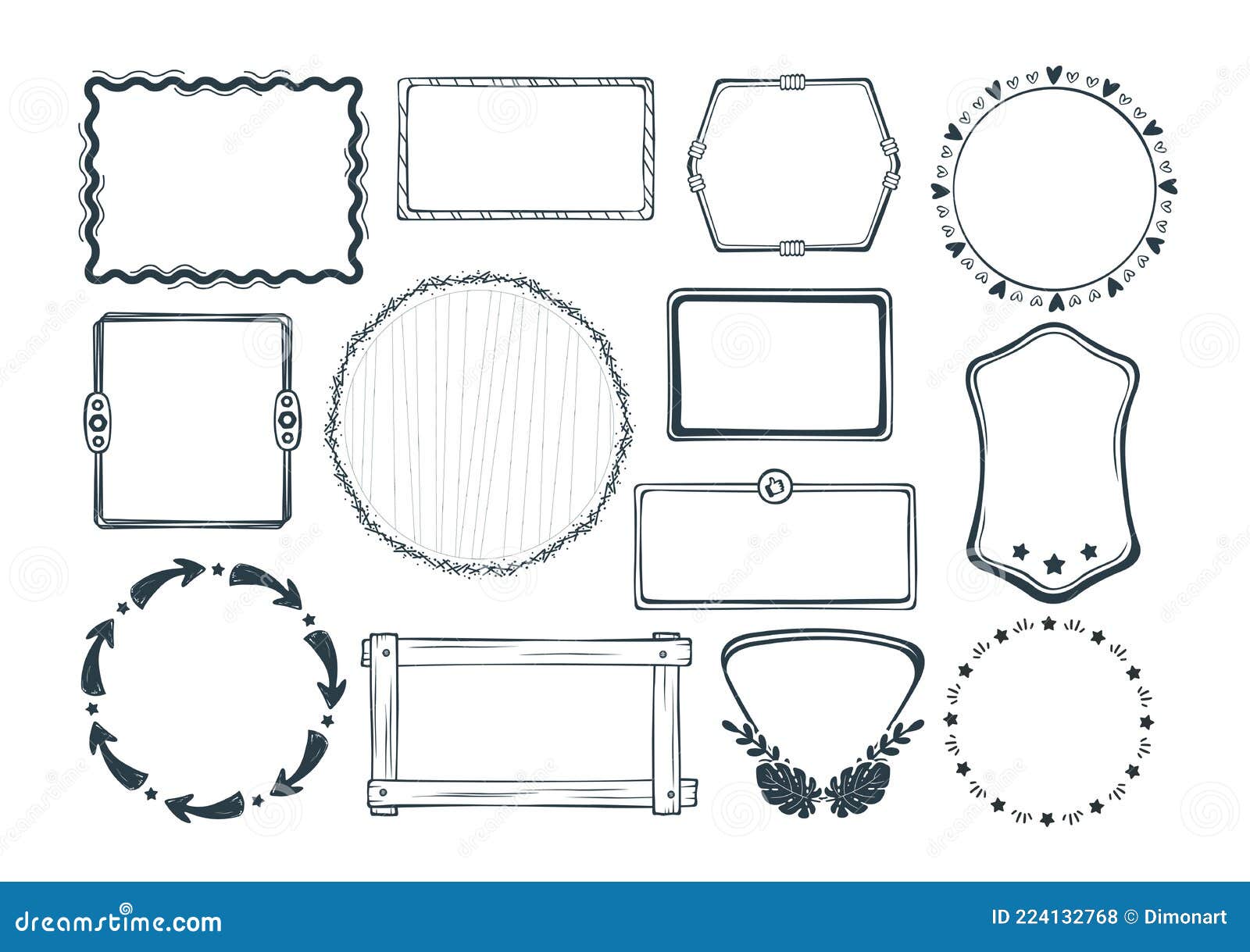Hand Drawn Decoration Borders Set. Stock Vector - Illustration of ...