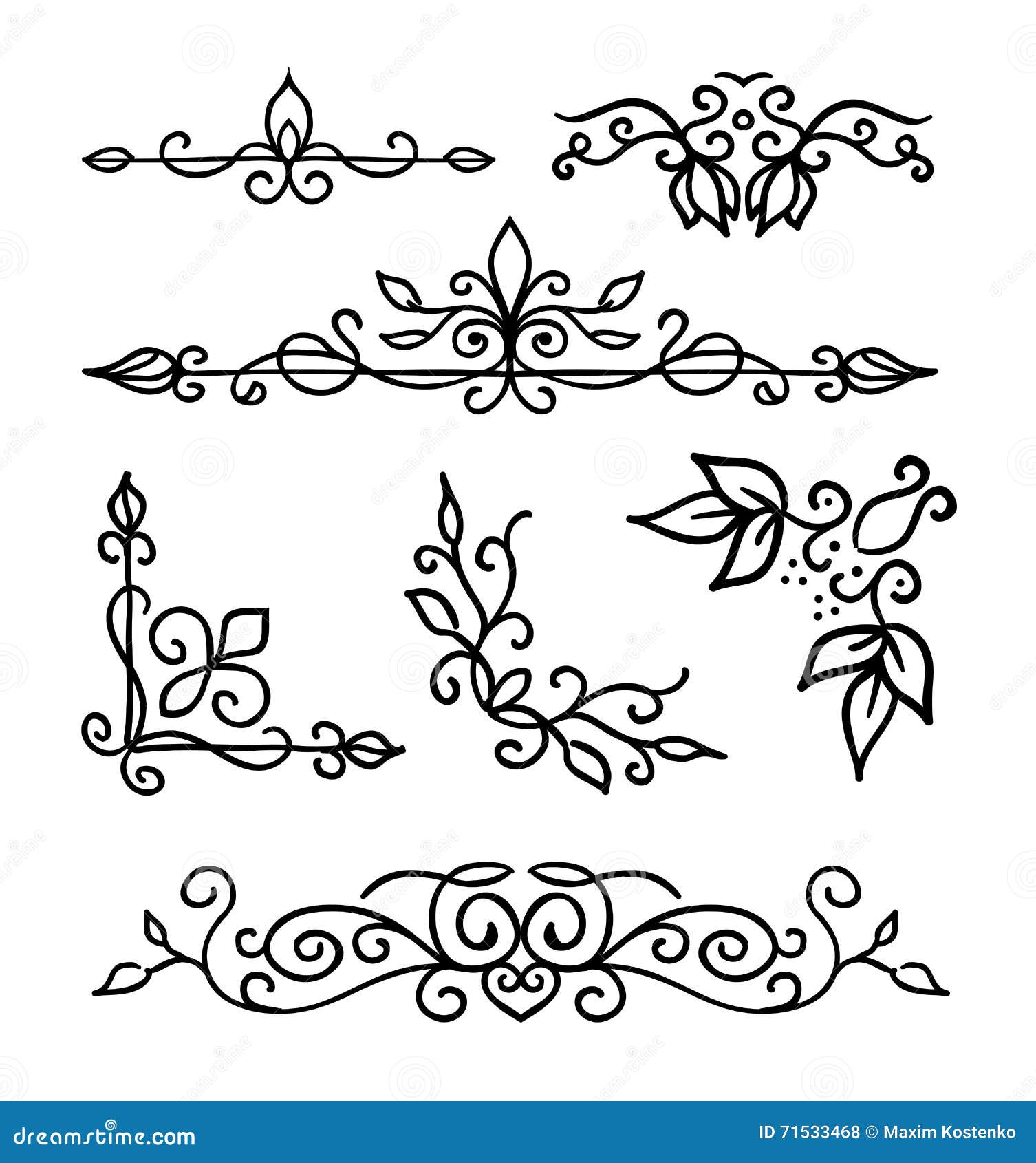 Page Divider With Transparent Shadows. Set Of Pages Separation Vector ...