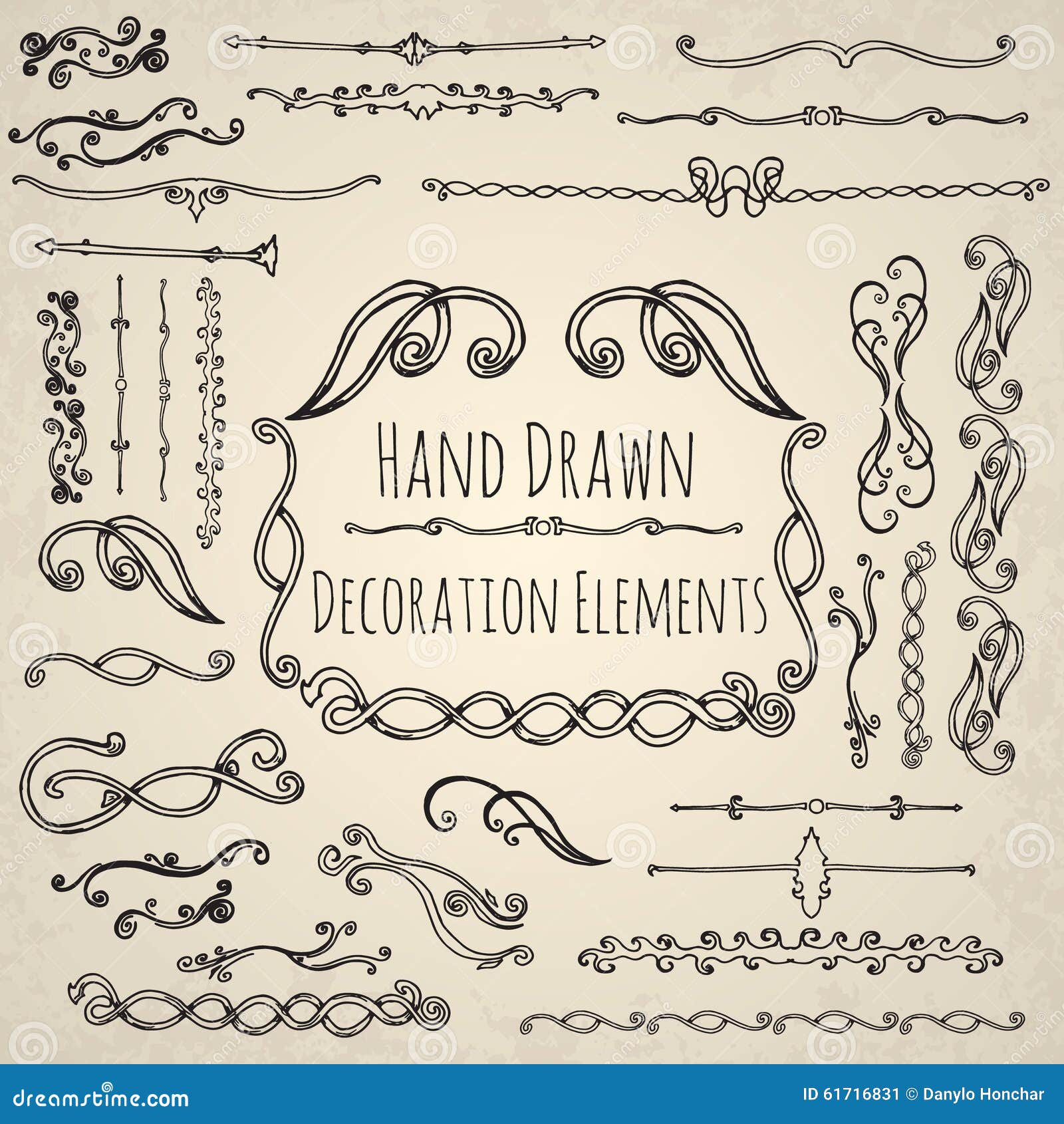 Hand Drawn Decoration Elements. Stock Vector - Illustration of banner ...