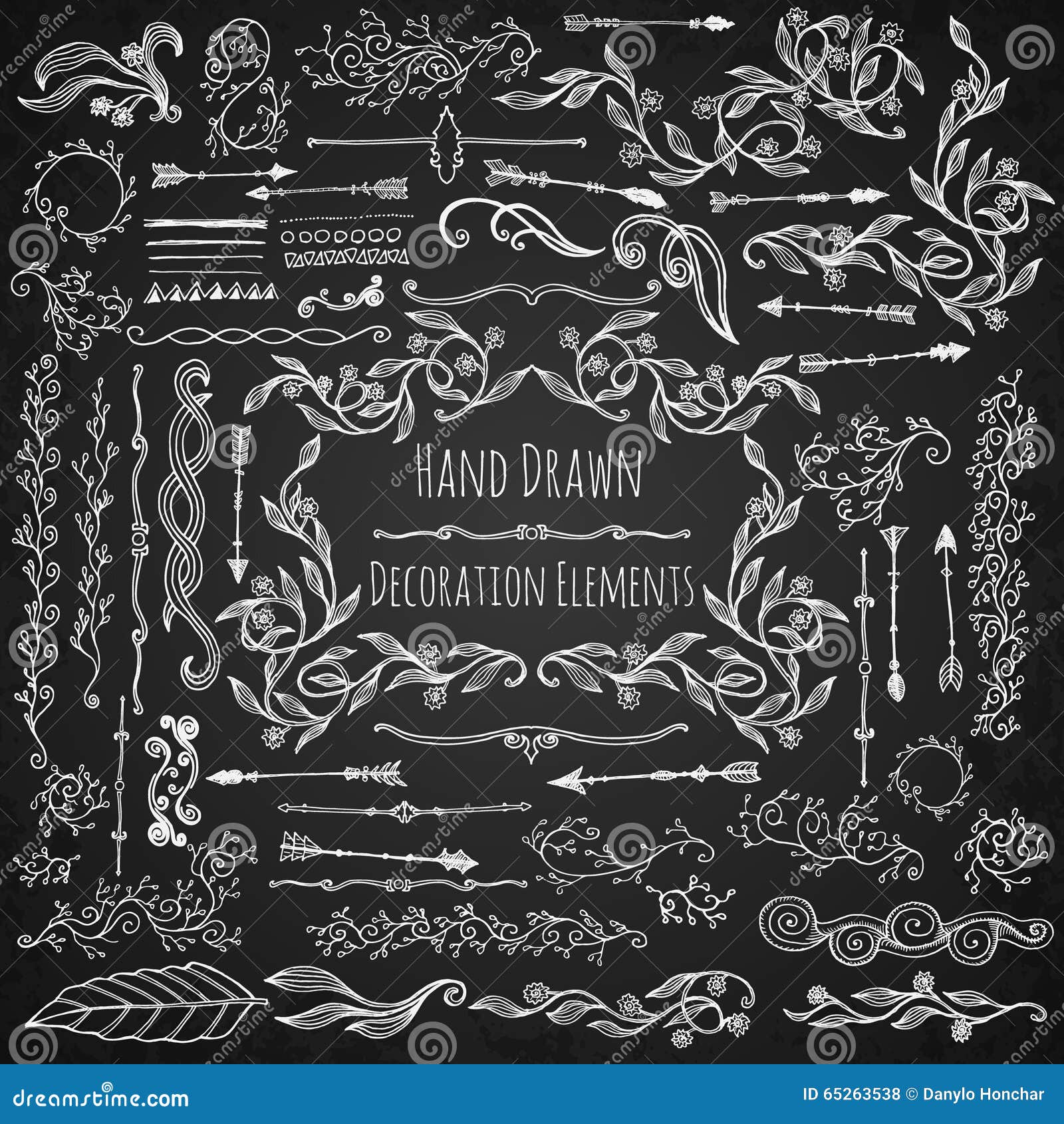 Hand Drawn Decoration Elements. Stock Vector - Illustration of drawing ...